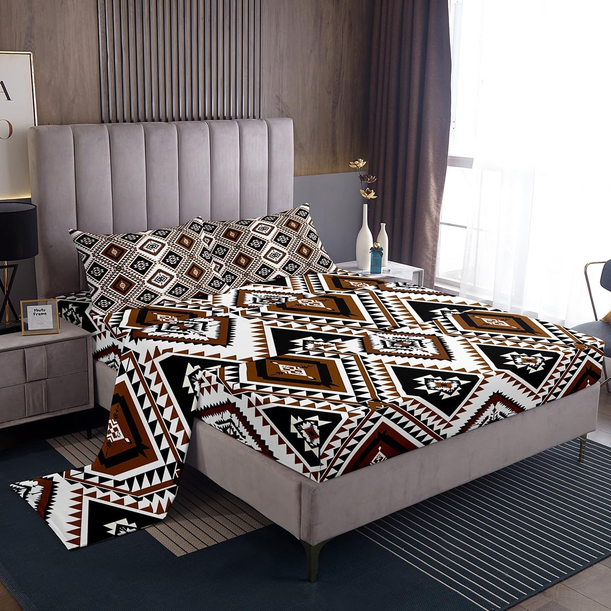 Ethnic Bohemian Bedding Set King Western Boho Aztec Bed Sheets ...