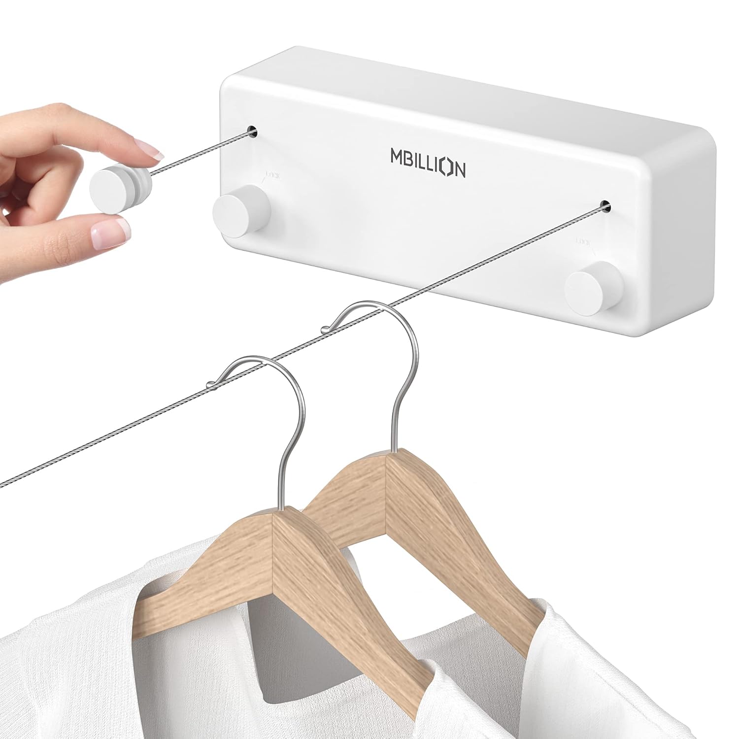 Mbillion Retractable Clothesline 13.8 Ft Stainless Steel Double Clothes ...