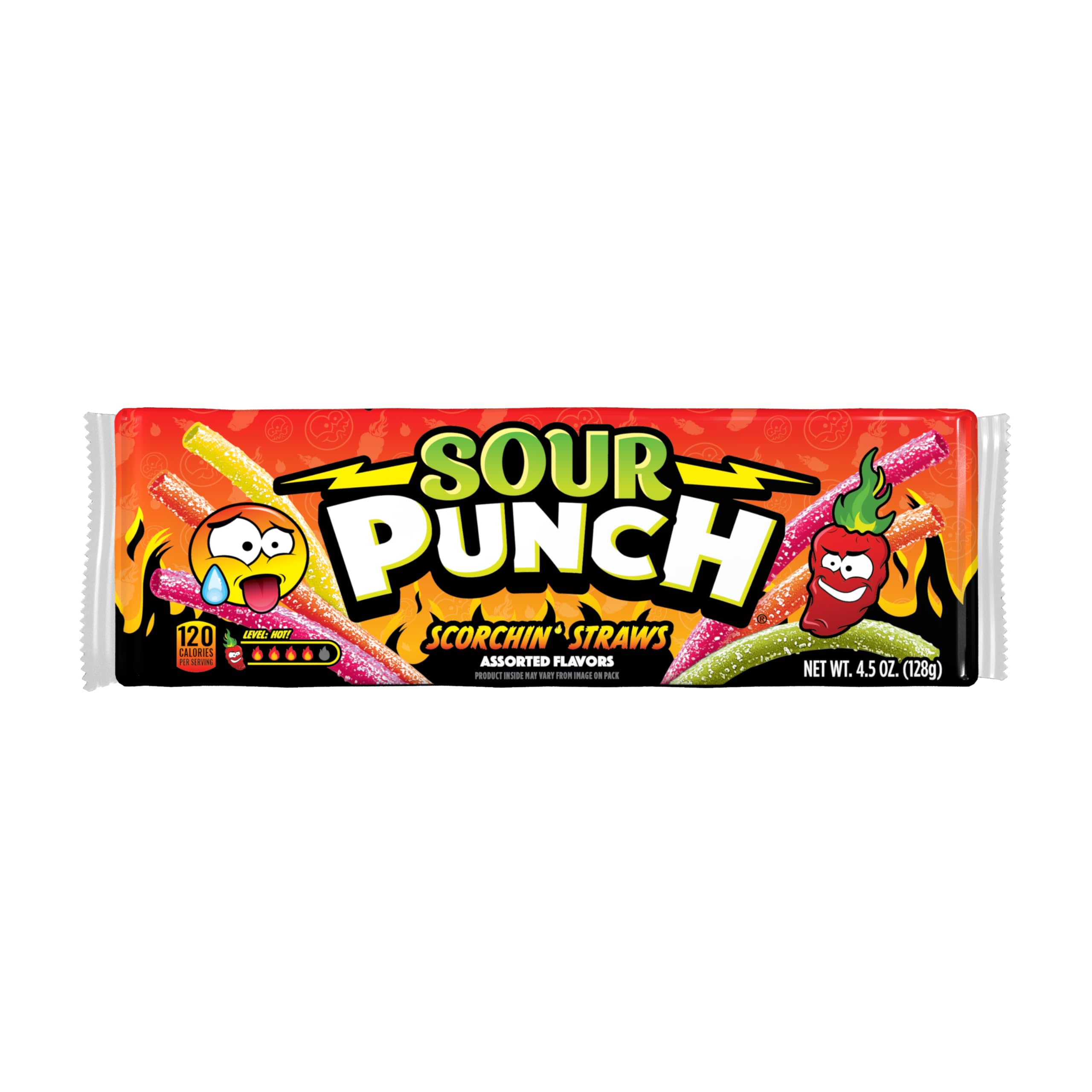 Amazon.com : Sour Punch Scorchin' Straws 4.5oz Tray 12 Pack : Grocery ...