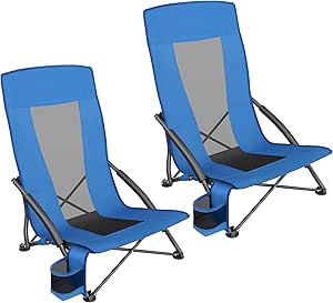 Amazon.com : SONGMICS Set of 2 Portable Beach Chairs for Adults, Max ...
