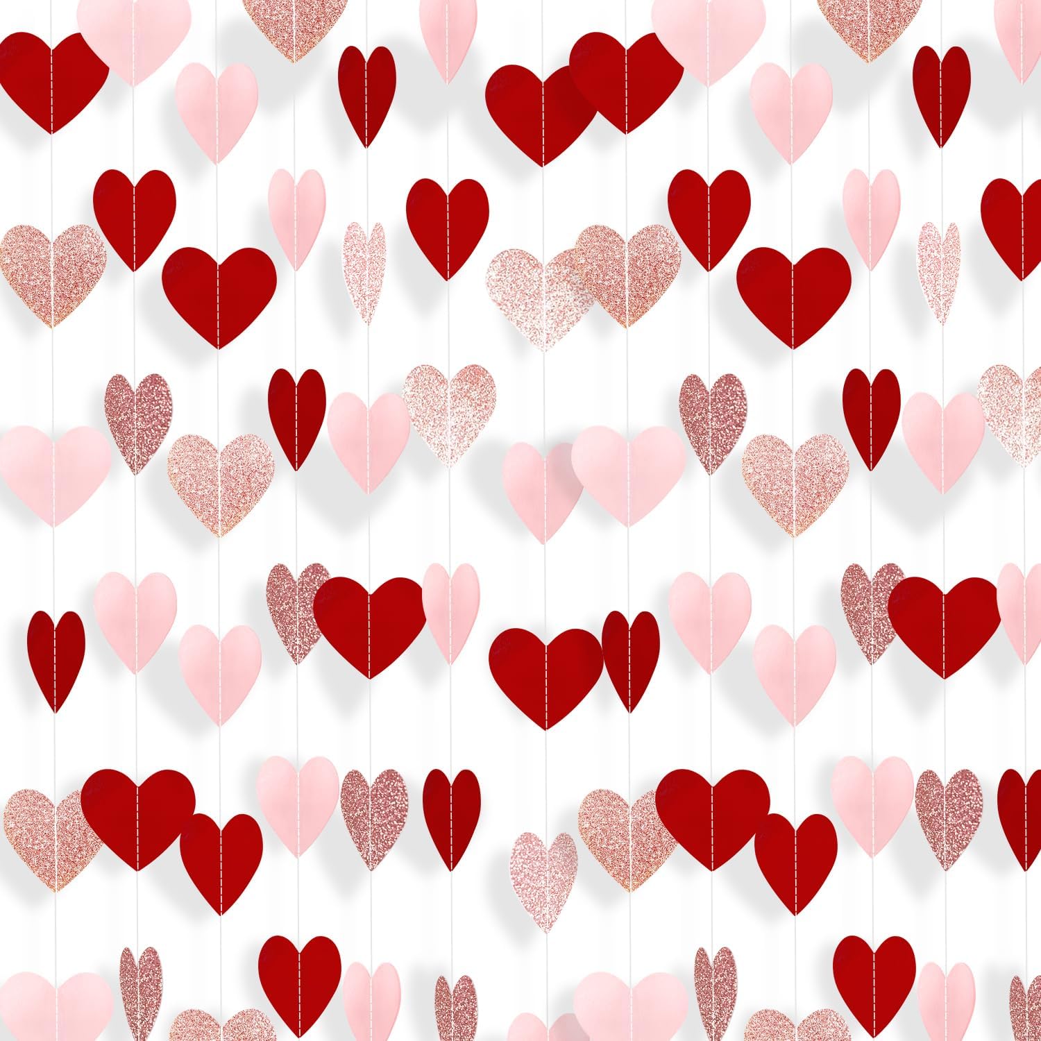 Amazon.com: Rose-Gold Pink Burgundy-Red Heart Garland Valentines ...