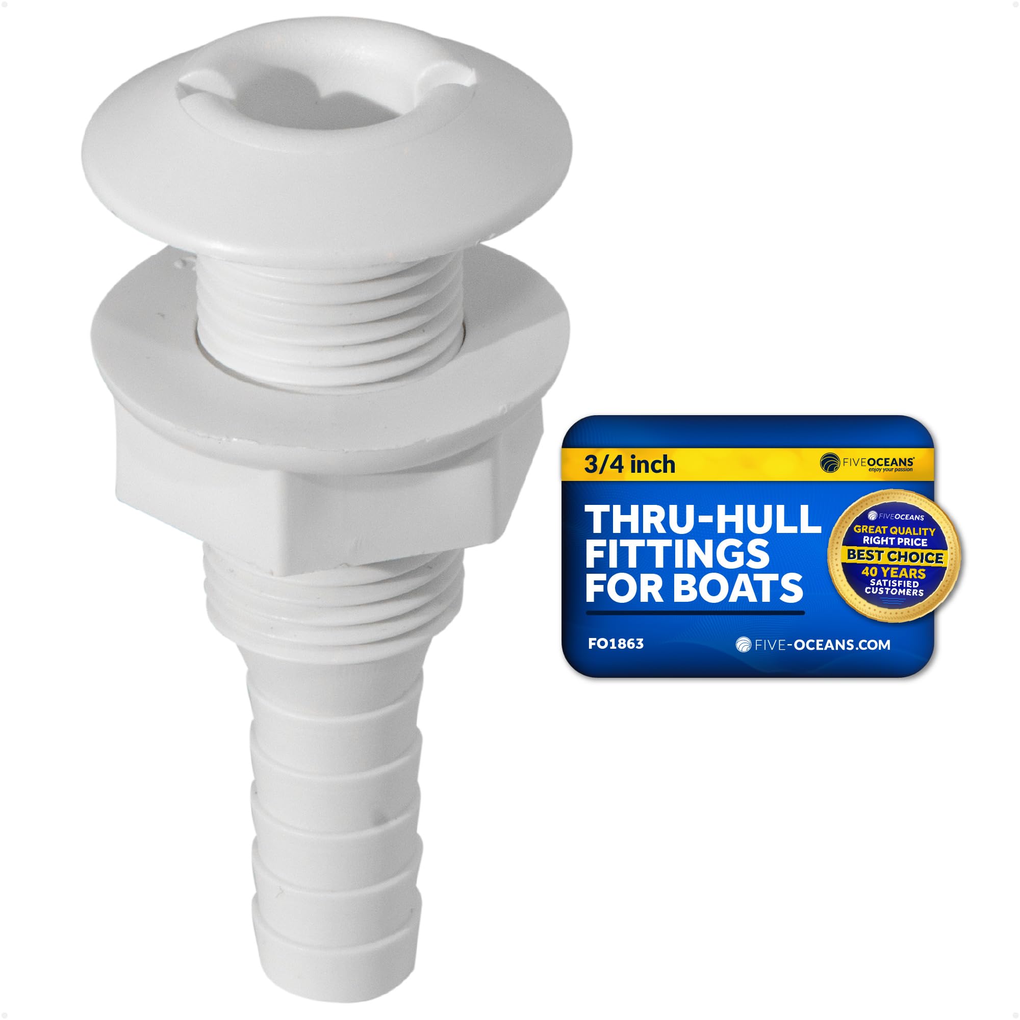 Snapklik.com : Five Oceans 3/4-Inch Thru-Hull Fittings For Boat