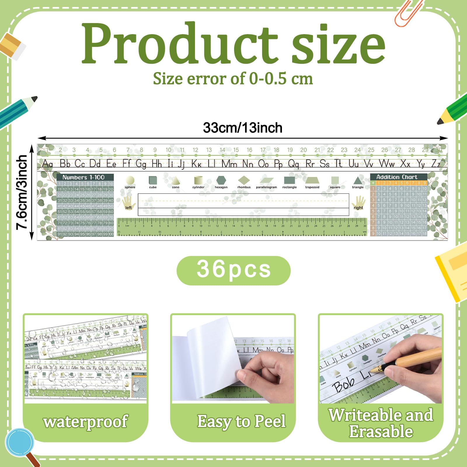 Snapklik.com : 36 Pcs Eucalyptus Desk Name Tags For Classroom 13 X 3 ...