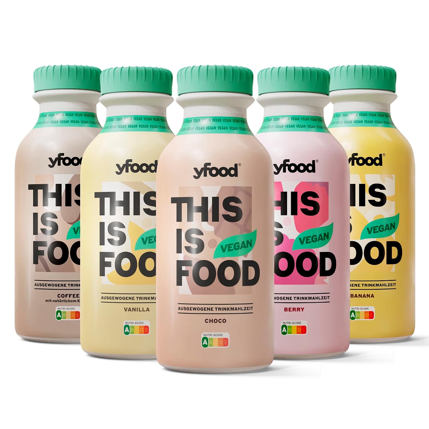 yfood Trinkmahlzeit Vegan Drink Probierpaket zuckerarm & glutenfrei (5 ...