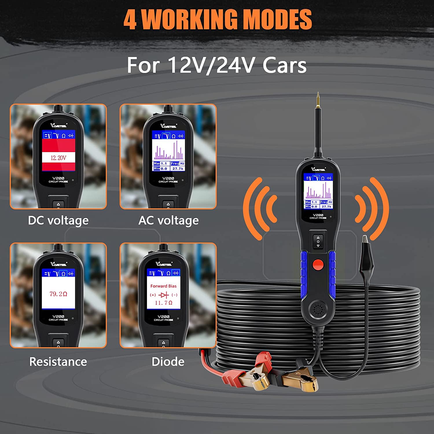 Snapklik.com : V200 Automotive Circuit Probe Tester, 12V 24V Car Power ...