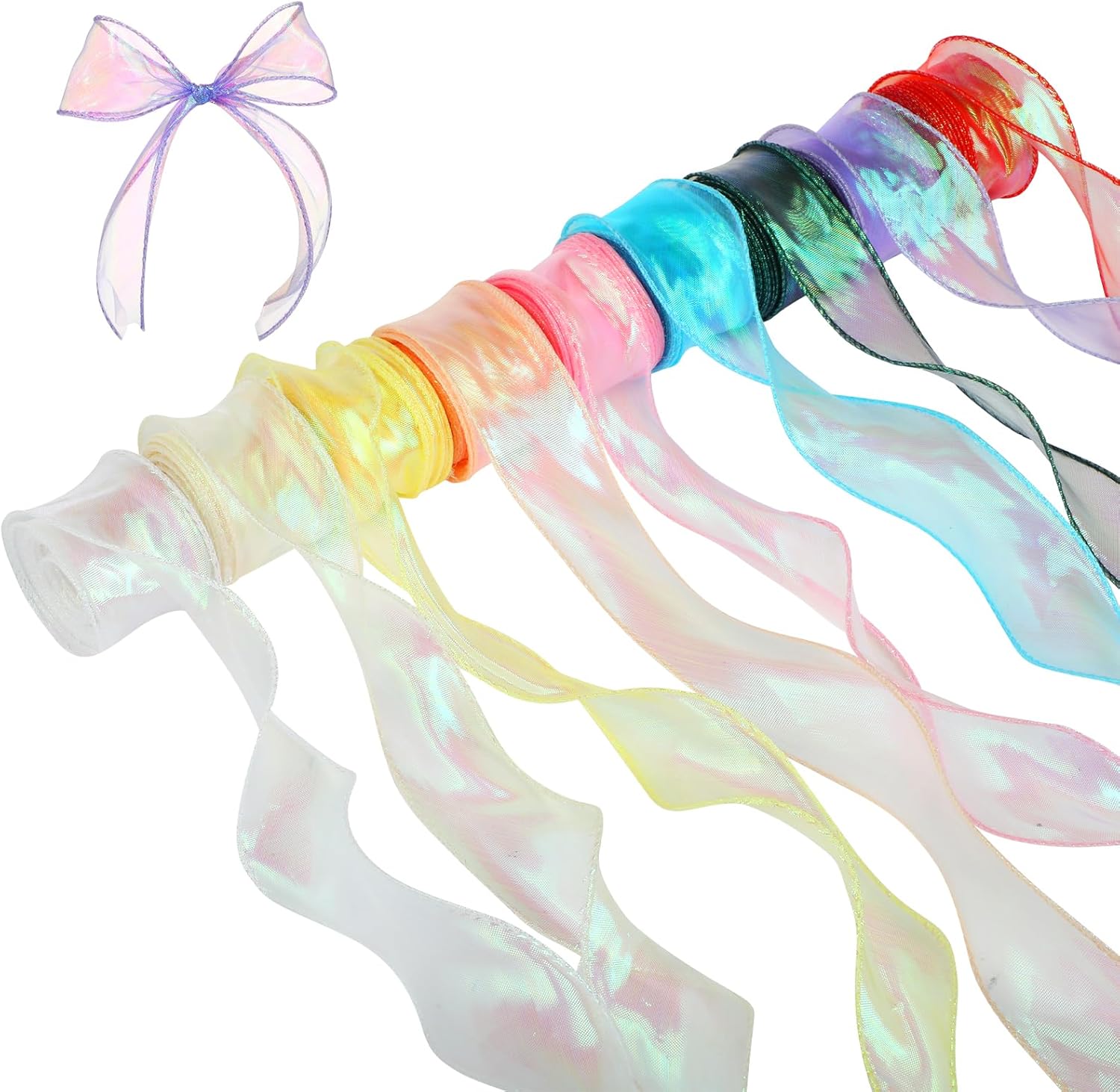 Amazon.com: Pineraap 90 Yards Iridescent Fishtail Organza Ribbon, 1.57 ...