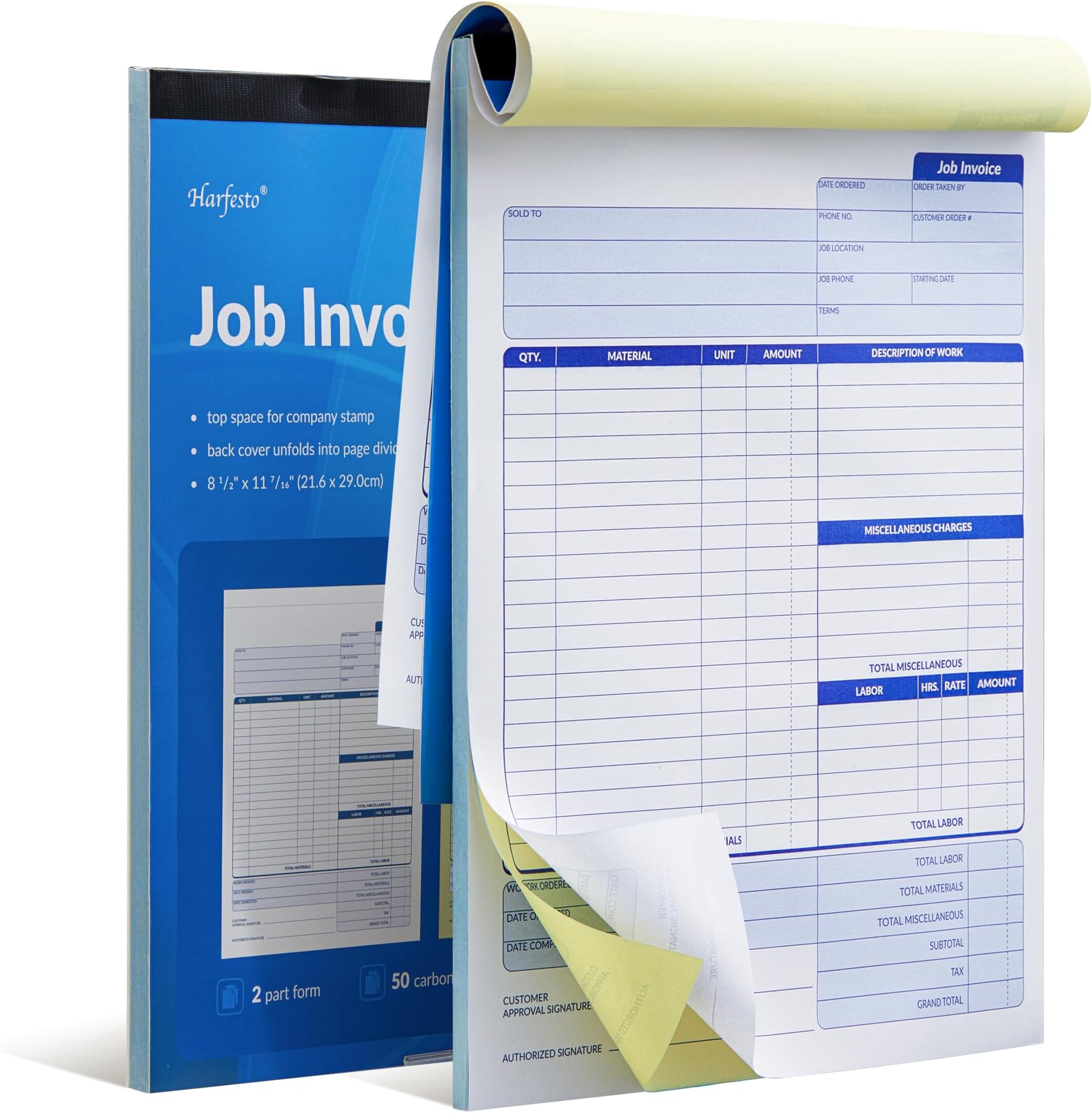 Amazon.com : Blue Summit Contractors Invoice Book, 50 Full Page ...