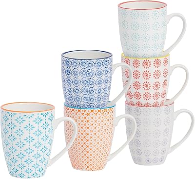 Nicola Spring 6 Piece Hand-Printed Tea and Coffee Mug Set - Japanese ...