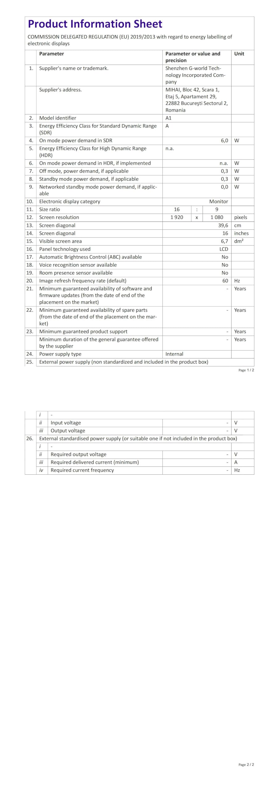 Dell P1424H 14 Inch Full HD (1920x1080) Portable Monitor, 60Hz, IPS ...