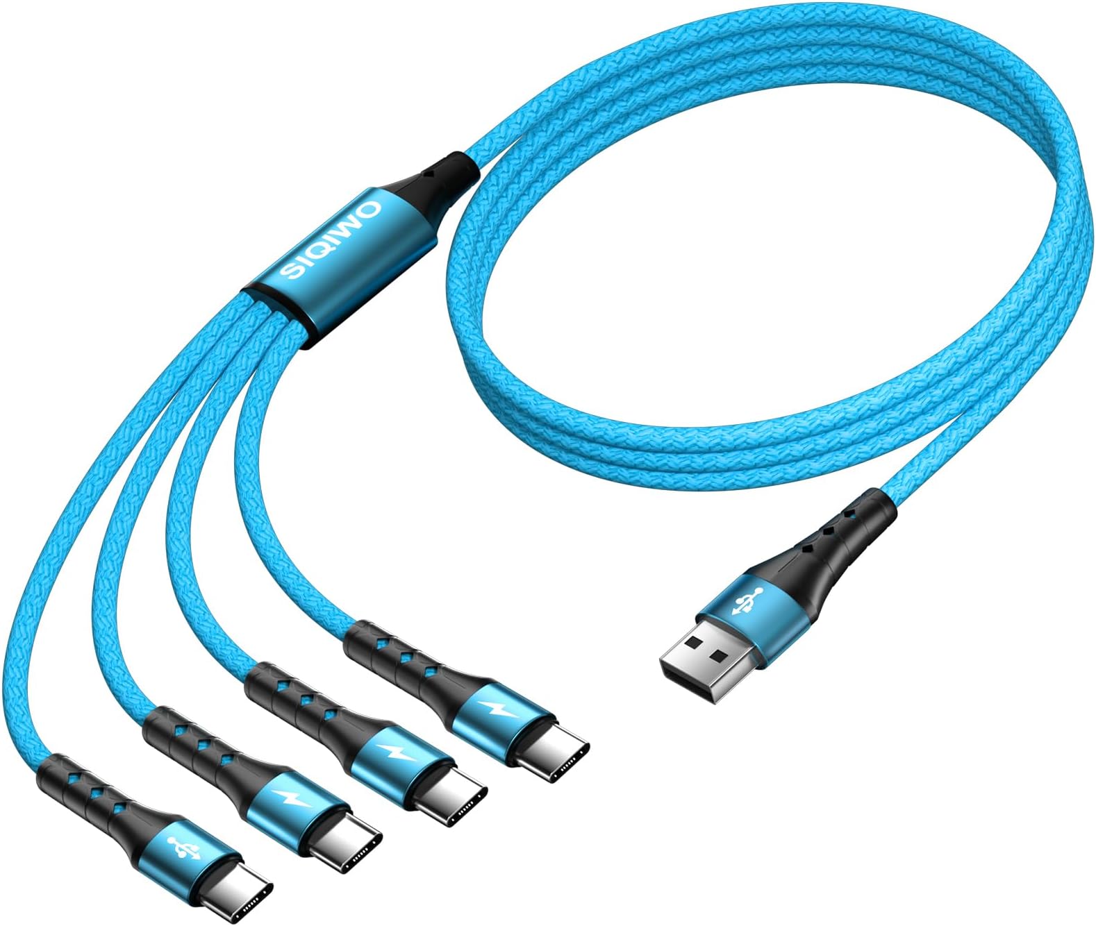 SIQIWO Multi USB C Cable Fast Charging, [1.2M/QC 3.0/3A] USB C Splitter ...