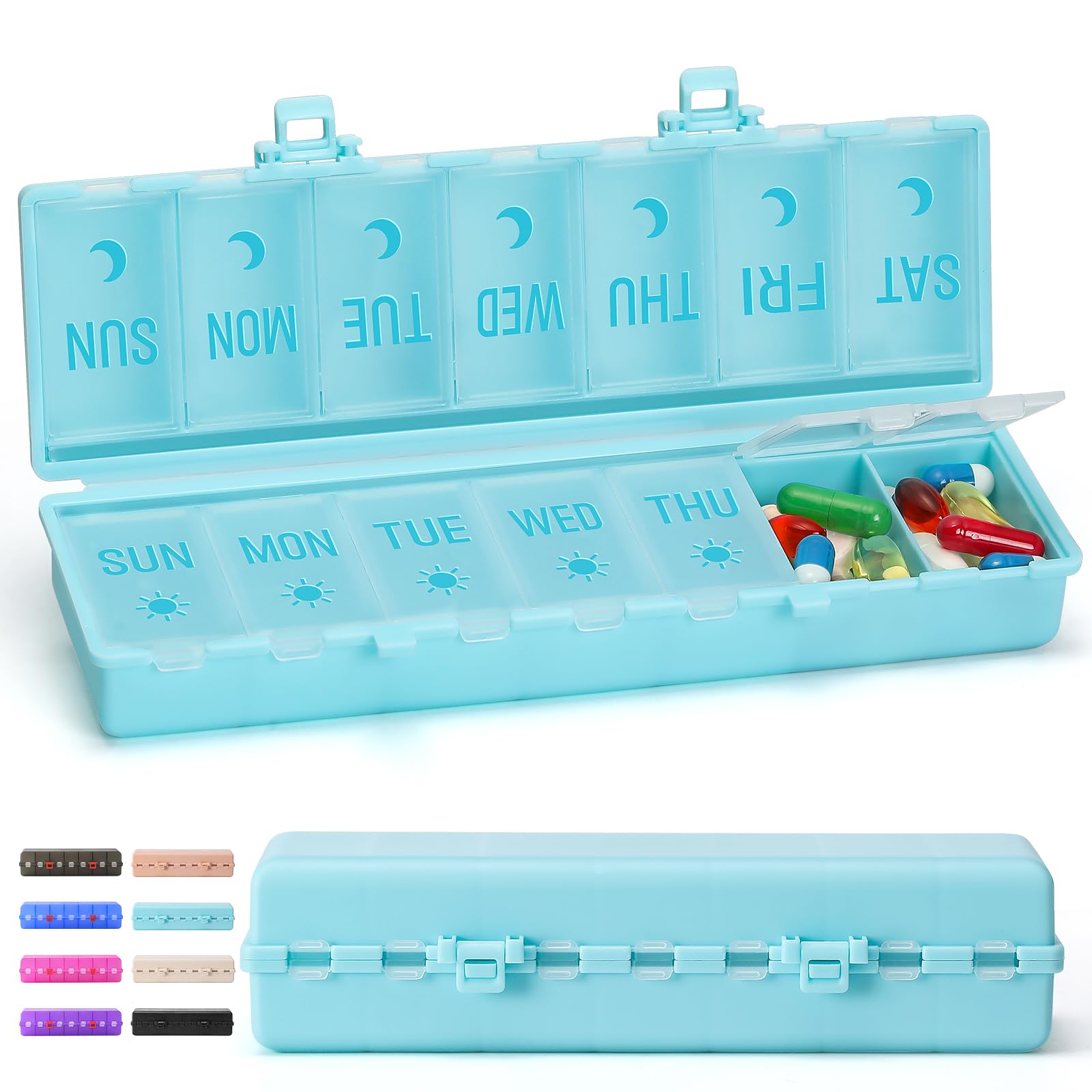 Amazon.com: [FOLDABLE & DUAL Protection] - Weekly Pill Organizer 2 ...