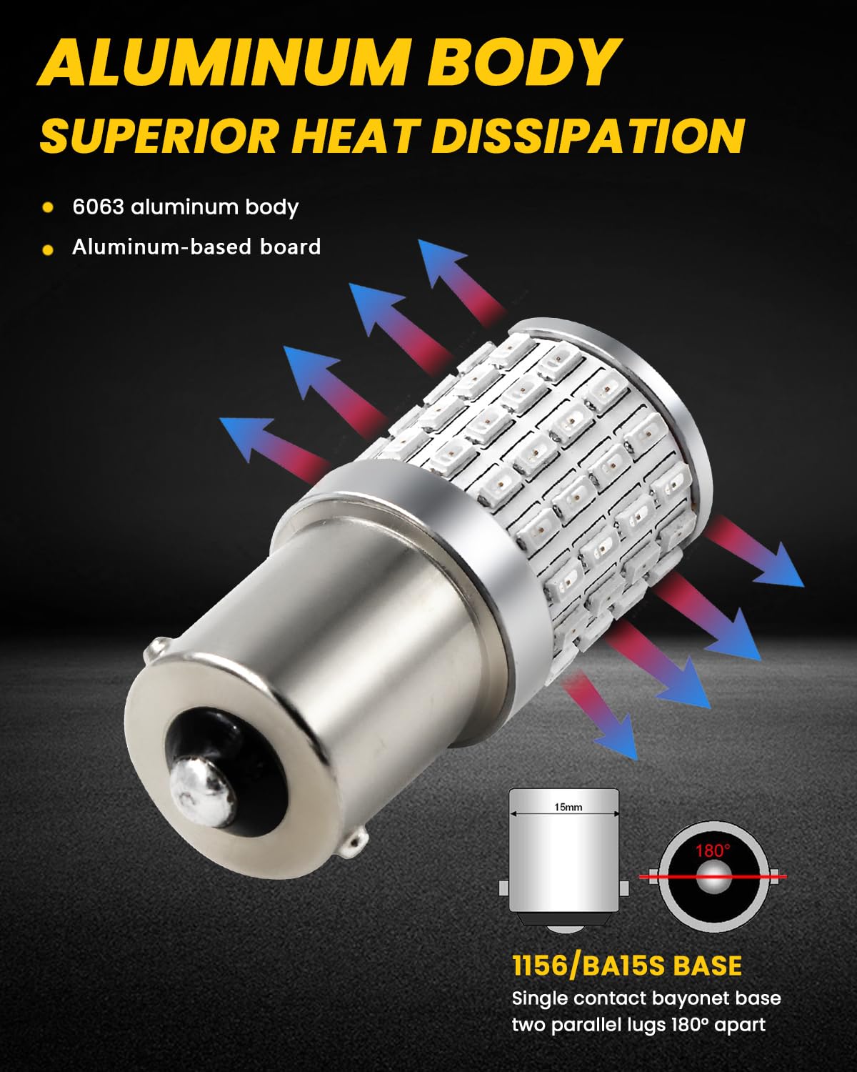 Snapklik.com : 1156 Red LED Light Bulbs, Super Bright 3014 72-SMD BA15S ...