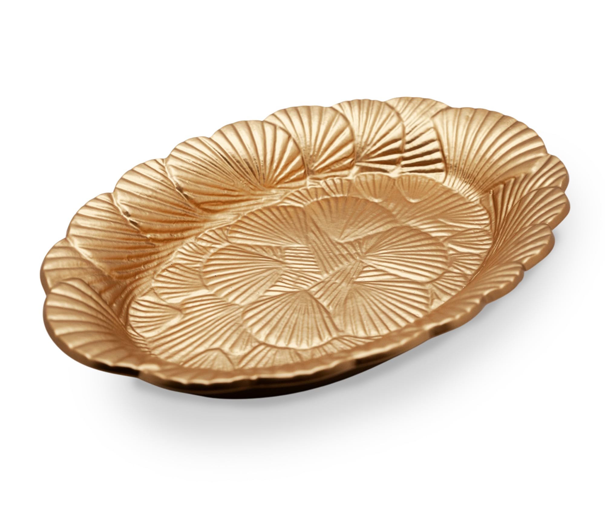 Amazon.com: Shell Pattern Gold Brass Colored Oval Serving Tray Seashell ...