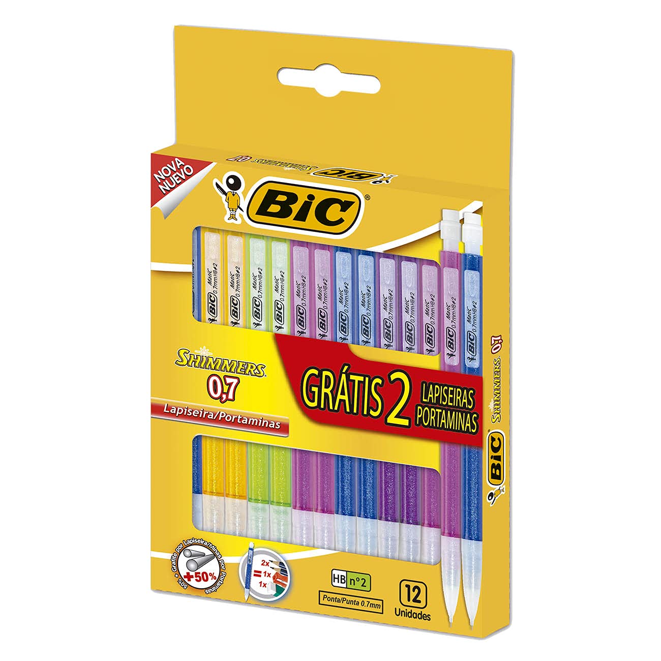 Lapiseira BIC Shimmers 0,7mm, Multicor, Corpo Colorido Brilhante ...