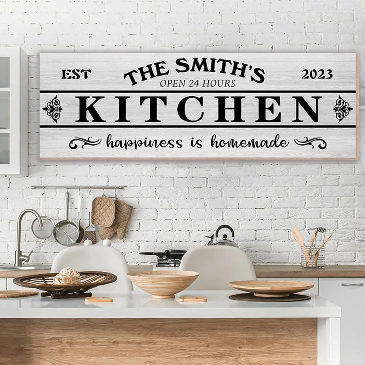 Amazon.com : Personalized Farmhouse Kitchen Sign Rustic Wooden Kitchen ...