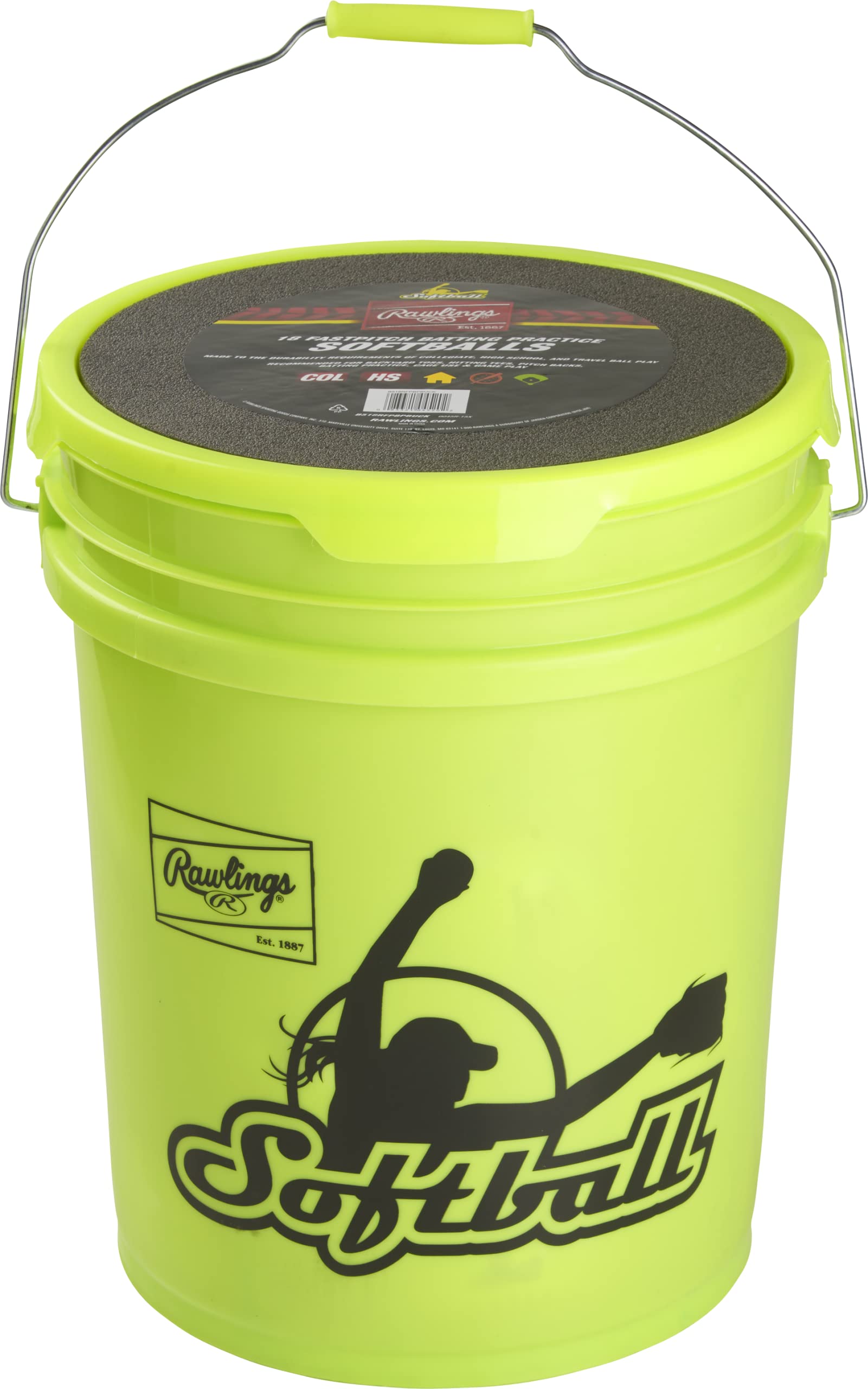 Rawlings Rfpbp12sy Fastpitch Softball 12 Bucket 12 Ball Pack W/Bucket