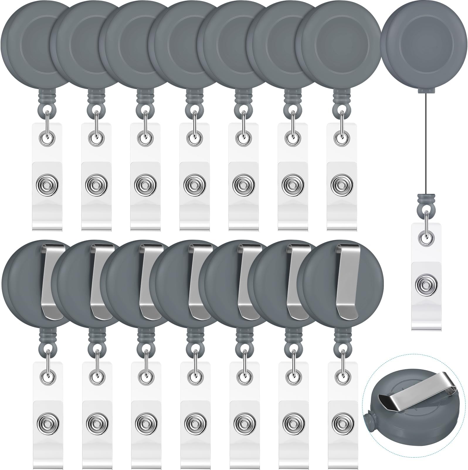 Amazon.com : Zonon 100 Pieces Retractable Badge Reel Clips ID Card ...