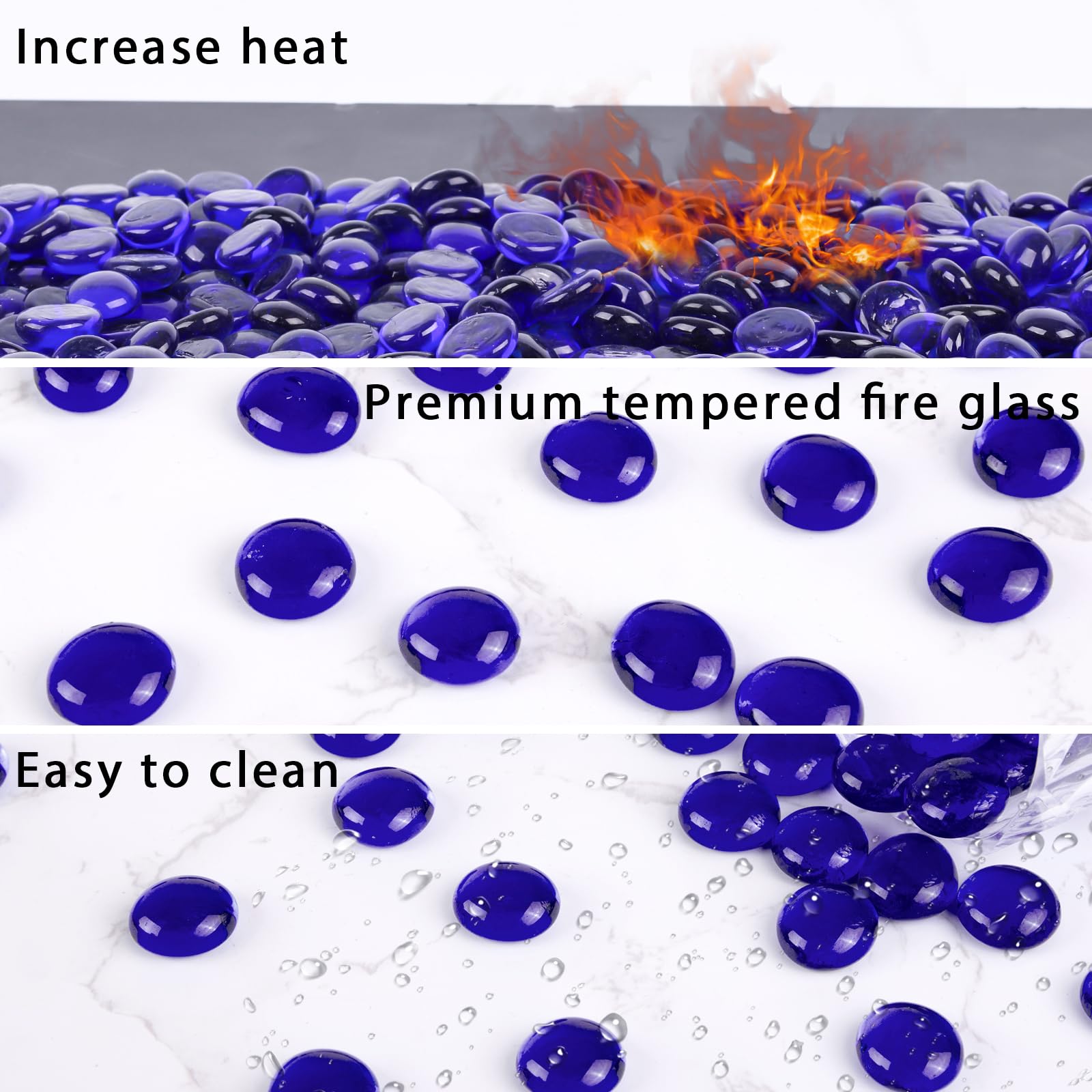 Snapklik.com : 10LB Cobalt Blue Fire Pit, Reflective Round Glass Rocks ...
