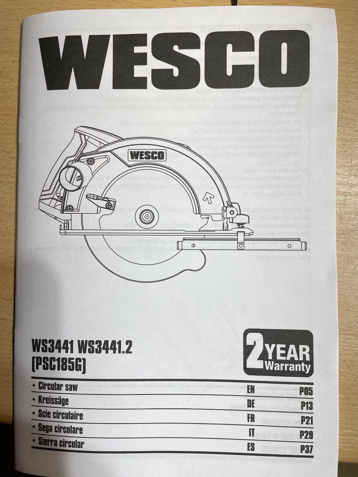 WESCO Circular Saw 1400W 5800 RPM Skill Saw. Cutting Depth: 90°: 65mm ...
