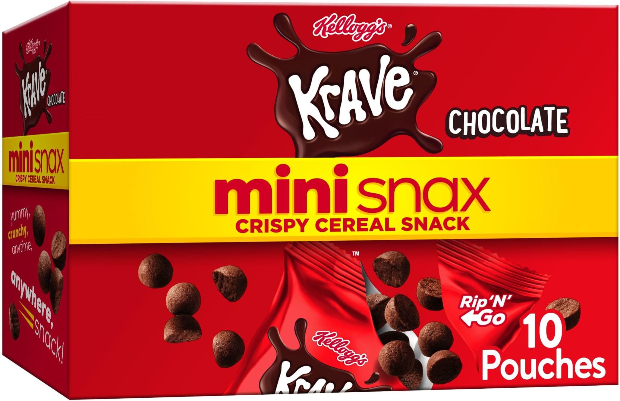 Amazon.com: Kellogg's Krave Mini Snax Crispy Cereal Snacks, Kids Snacks ...
