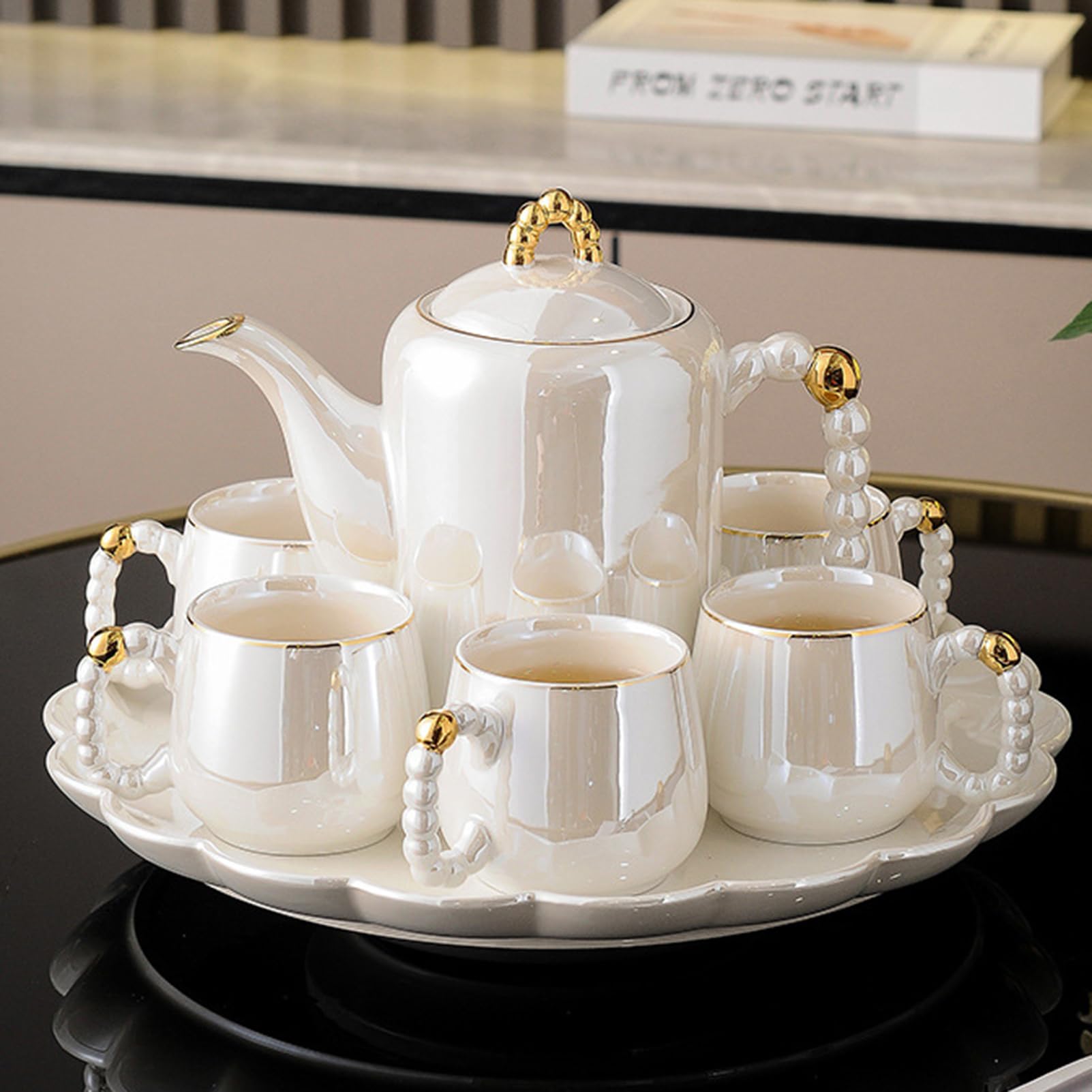 Amazon.com | 8 Pieces Tea Cup Set，Porcelain Espresso Coffee Cup Set ...