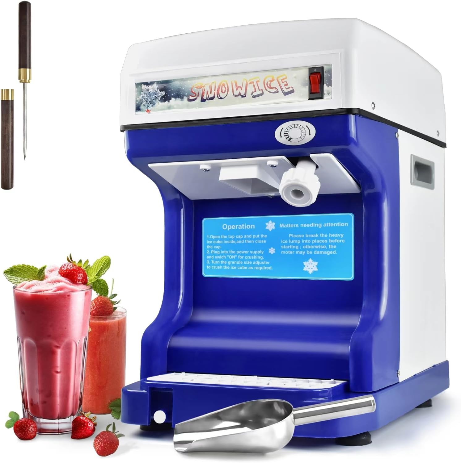 Amazon.com: ROEDEER Electric Shaved Ice Machine,Ice Shaver Machine ...