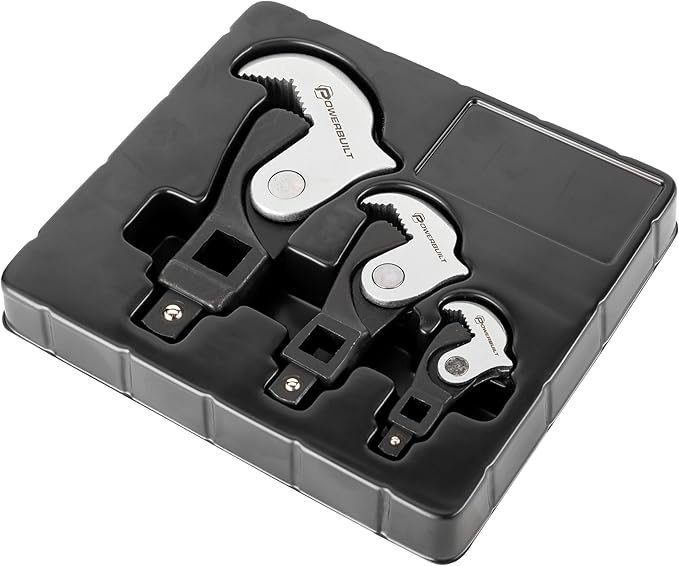 Powerbuilt 3 Piece Spring-Loaded Crowfoot Wrench Set, Adjustable Wrench ...