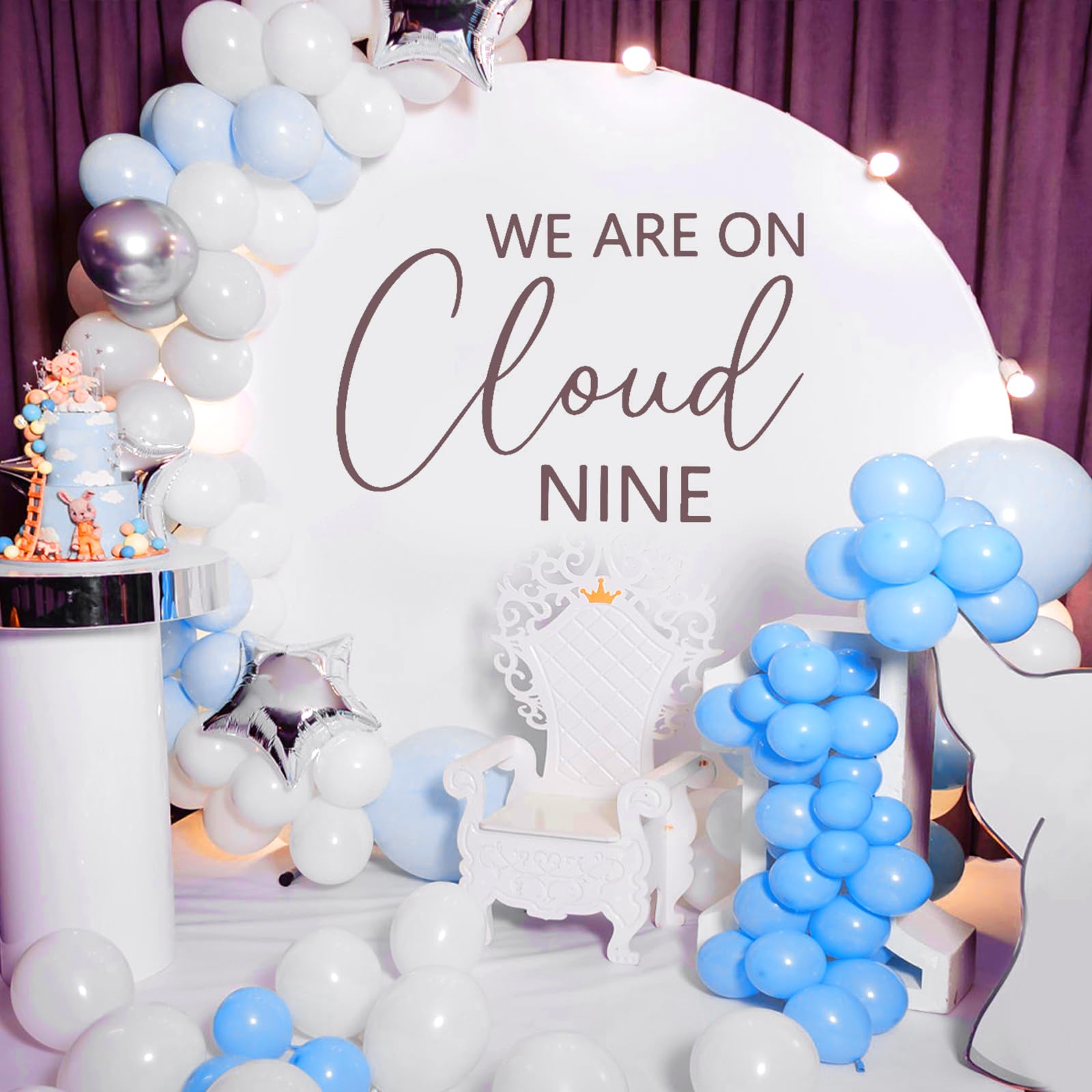Amazon.com: NQEUEPN We are on Cloud Nine Stickers, Joyful Baby Shower ...
