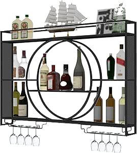 Amazon.com: Wall Mounted Wine Rack, Metal Large Capacity Hanging Wine ...