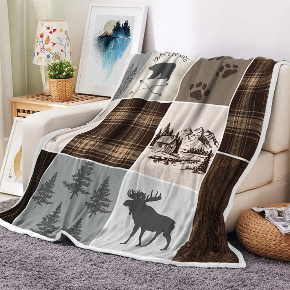 Amazon.com: Bzhilja Cabin Rustic Throw Blankets, Bear Deer Country ...