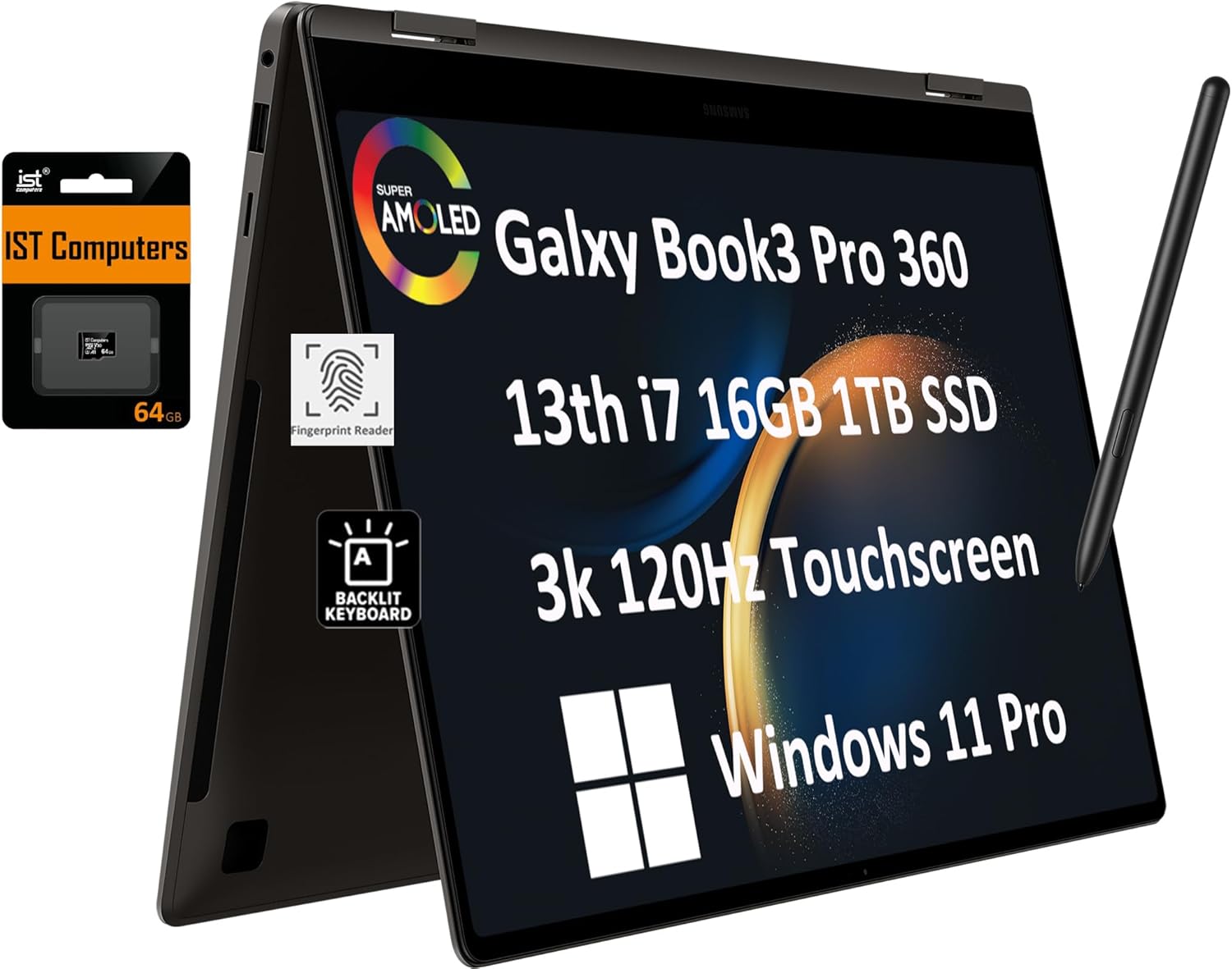 Amazon.com: SAMSUNG Galaxy Book3 Pro 360 2-in-1 Business Laptop (16" 3K ...