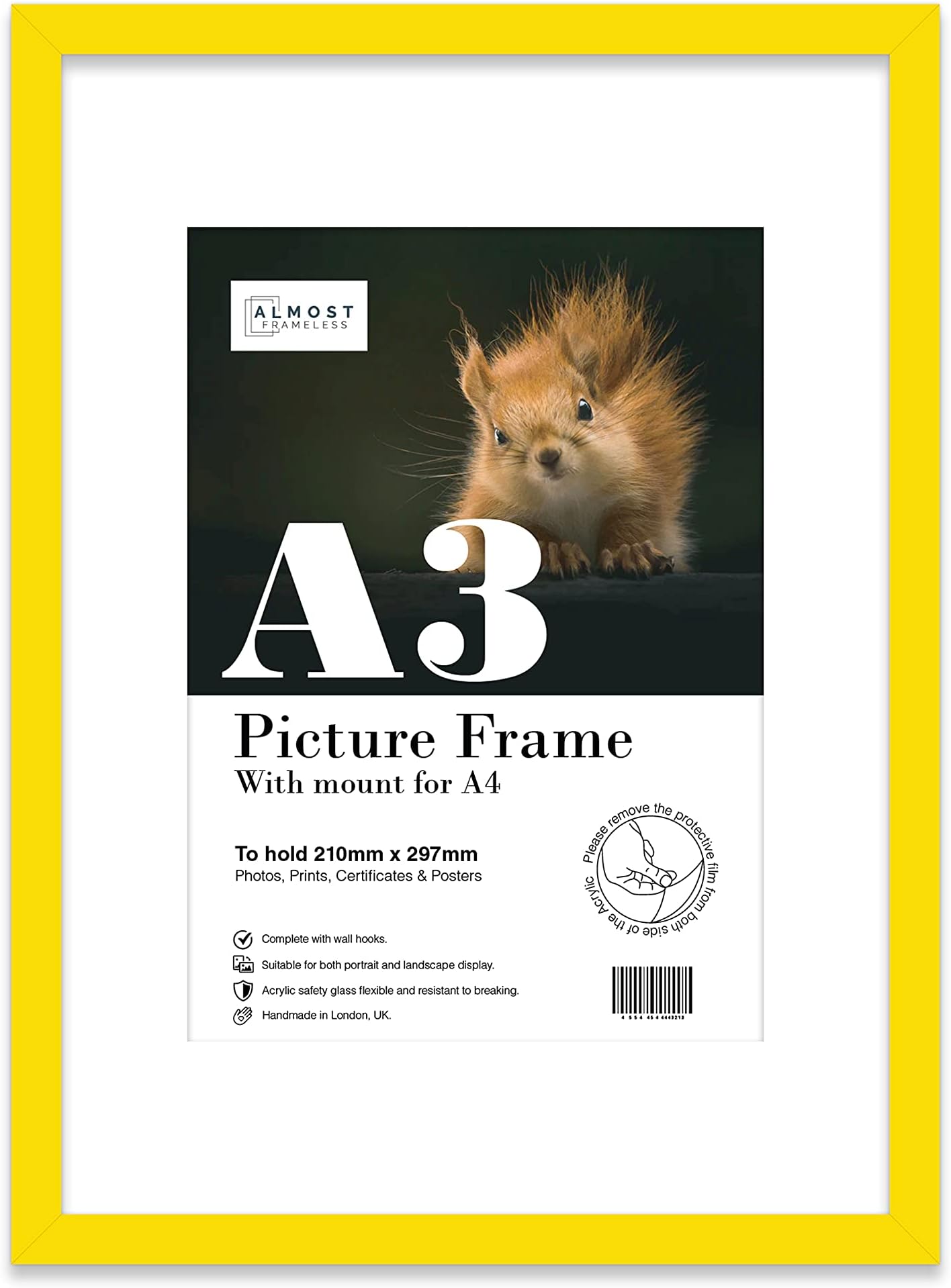 Almost Frameless A3 Orange Picture Frame Fits A3 (29.7 x 42cm - 11.7 x ...