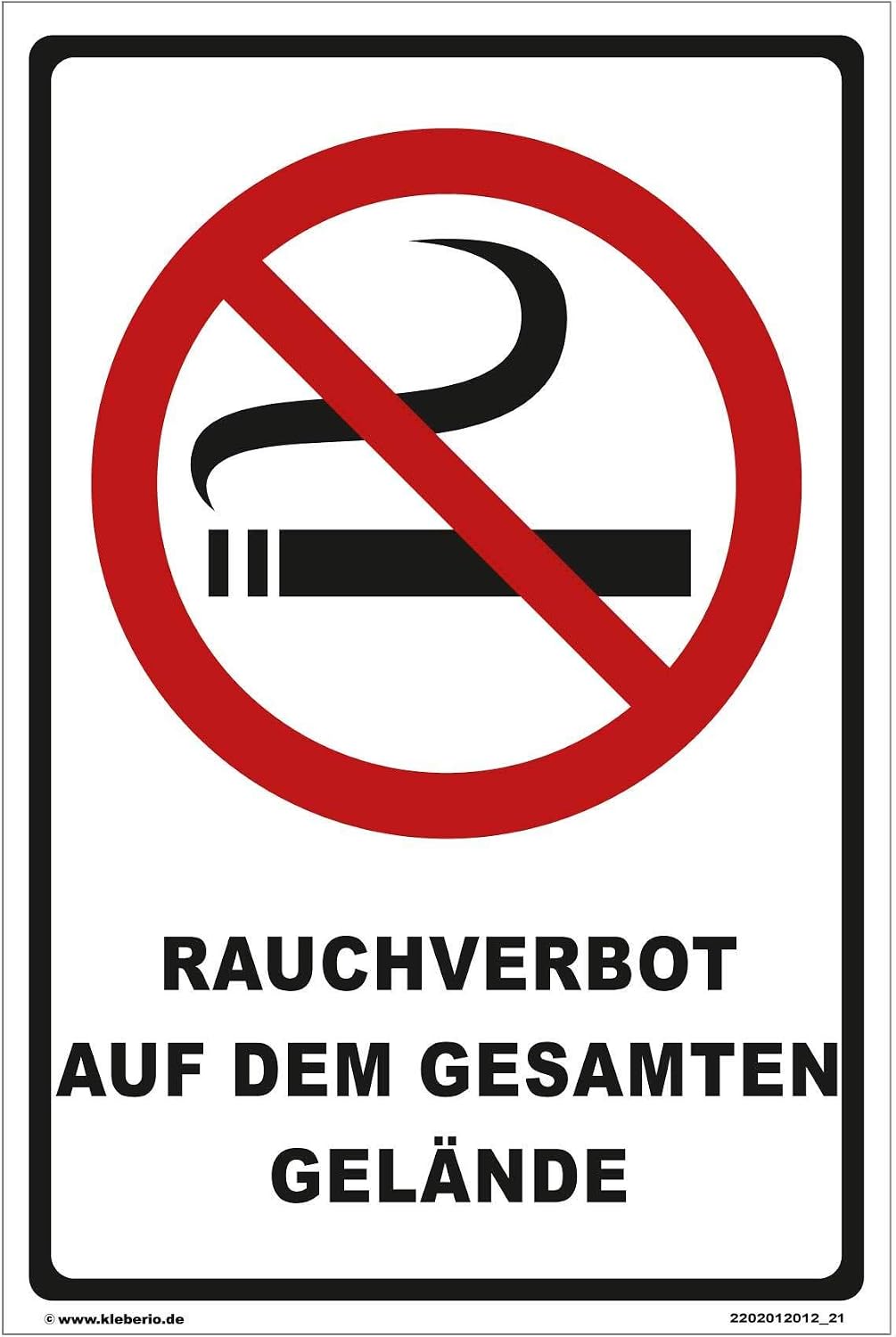Kleberio® Rauchen verboten Schild Kunststoff -Rauchverbot auf dem ...