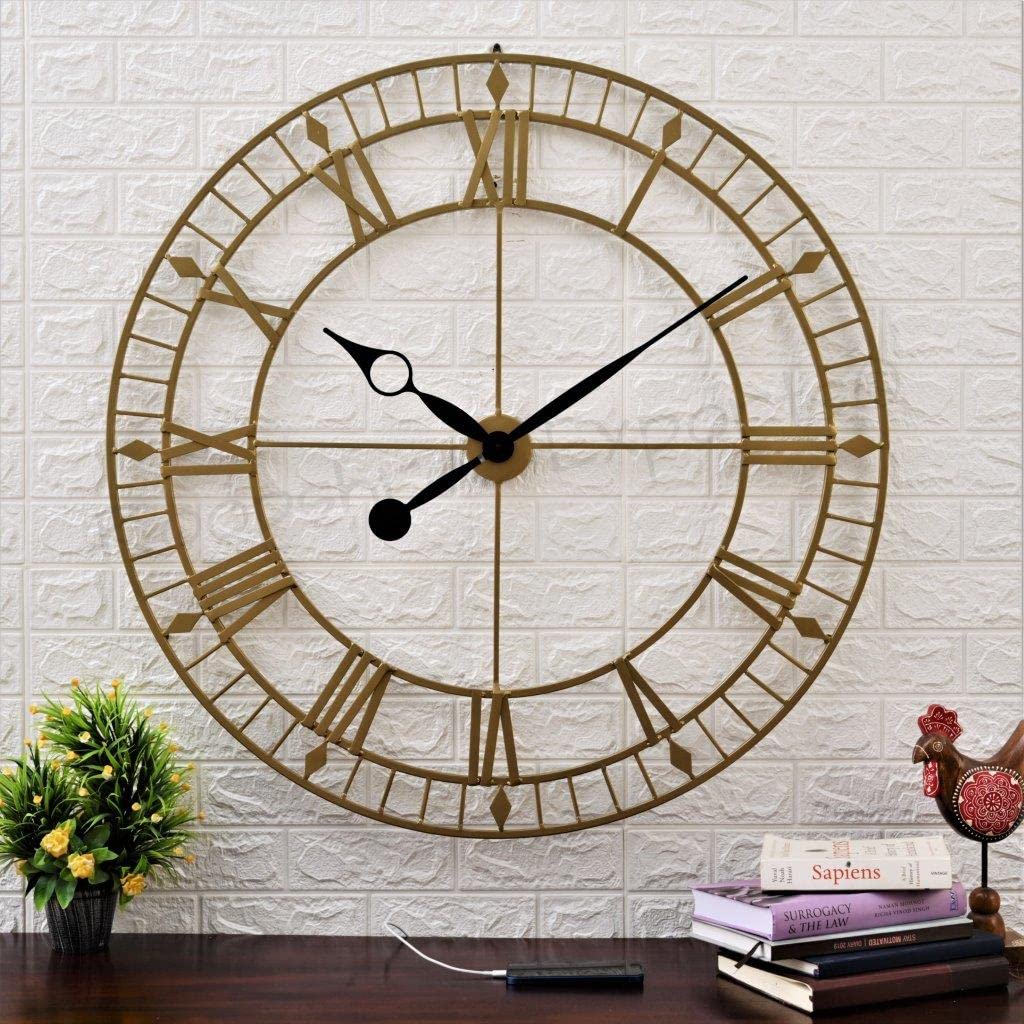 Buy Vintage Clock Hand-Crafted Extra Large Wall Clock / Brass Colour ...
