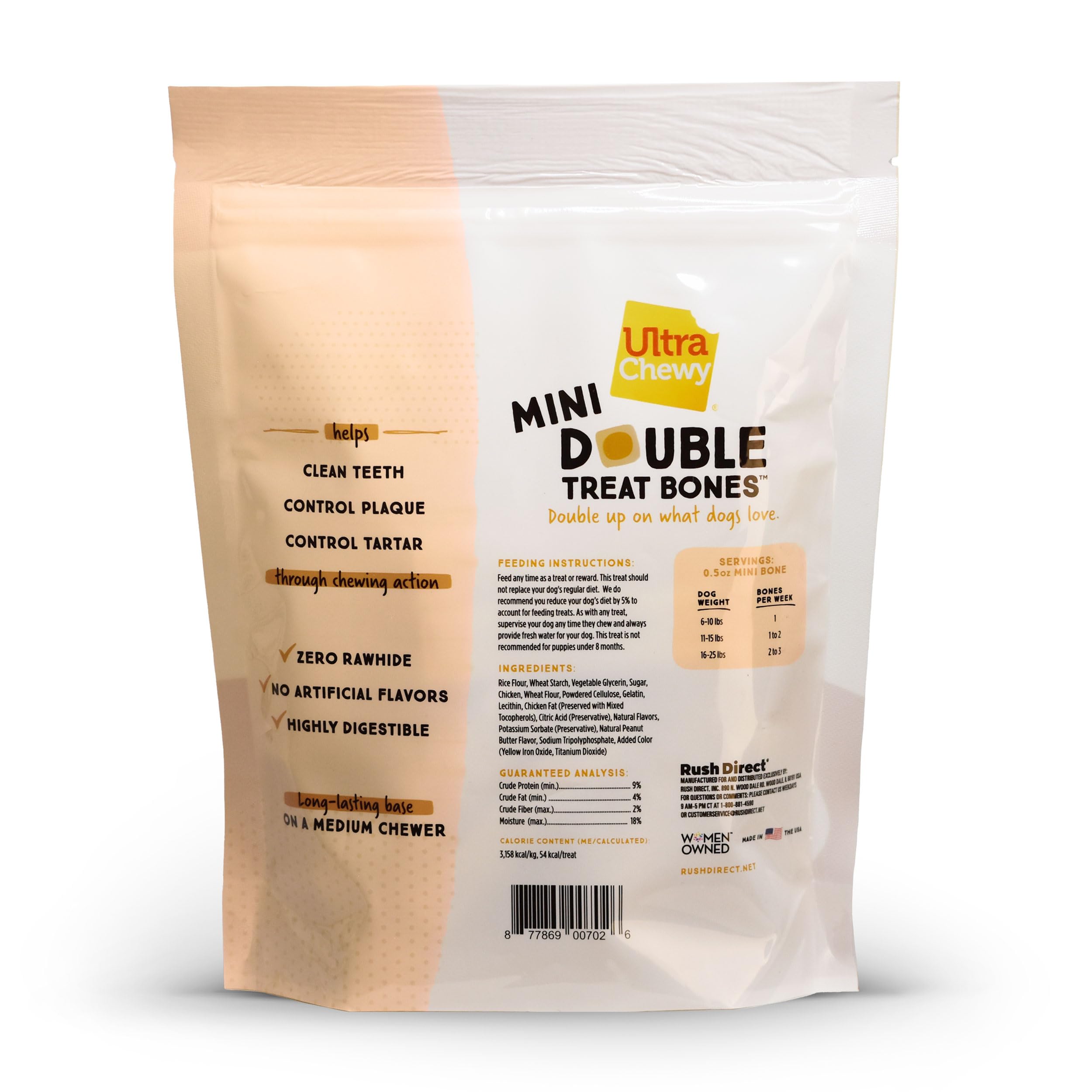 Chewy Bones Ultra Chewy Double Treat Bones In Peanut Butter Flavor - 8 ...