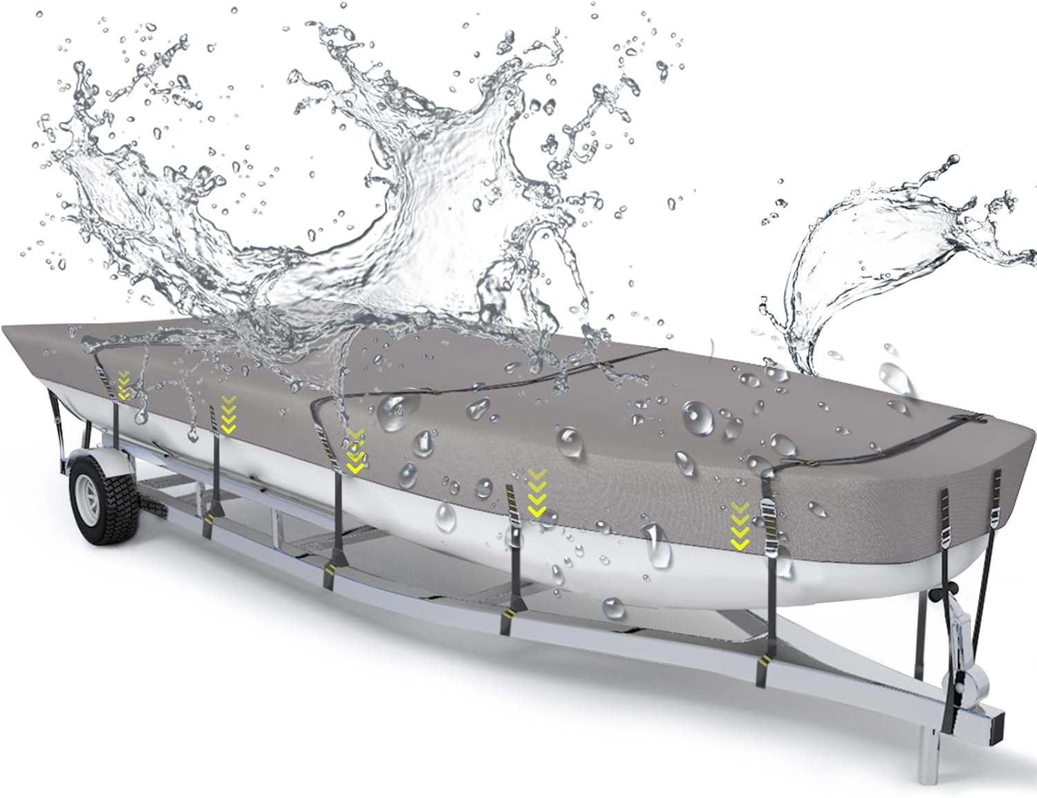 Amazon.com: Zenicham 800D Jon Boat Cover, Windproof Metal Buckle Straps ...