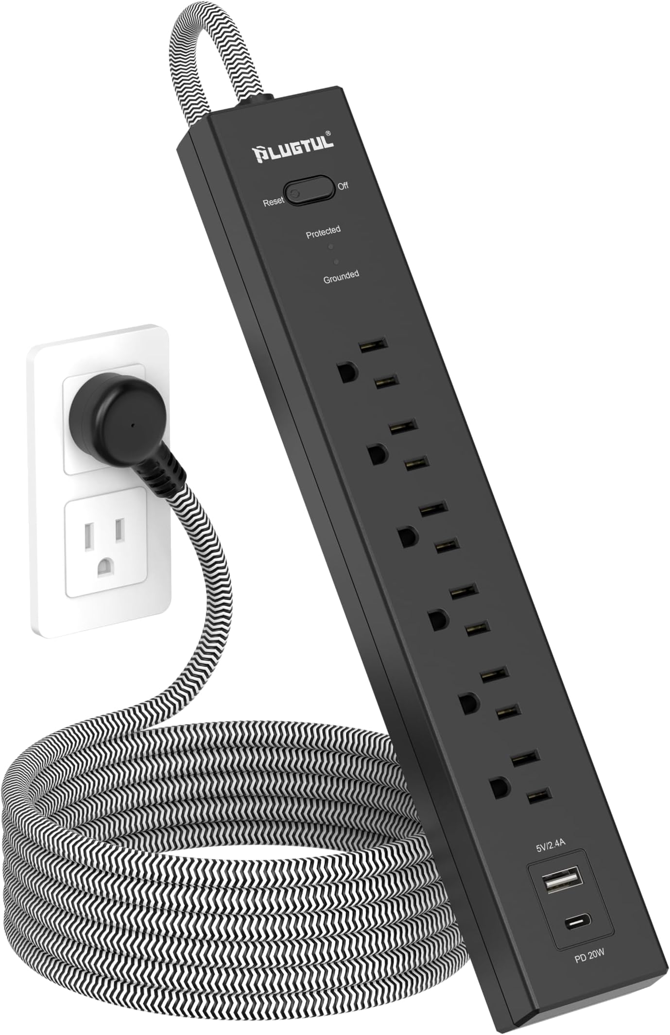 Amazon.com: Power Strip Surge Protector 10Ft - Wall Mount, Flat Plug ...