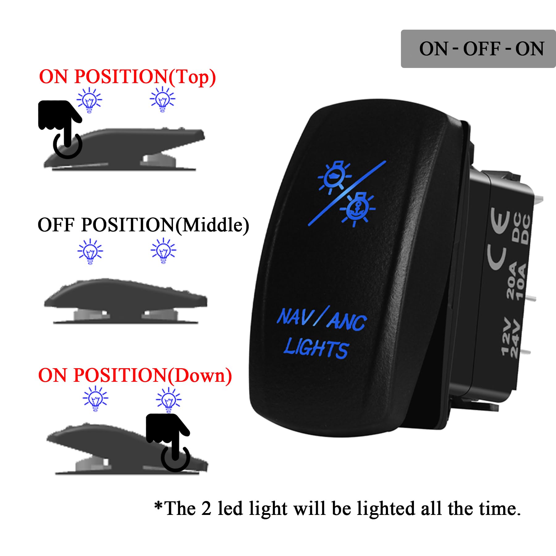 Rv Light Switch Double 2-Gang On/Off 12V Almond Light Switch – For RV ...