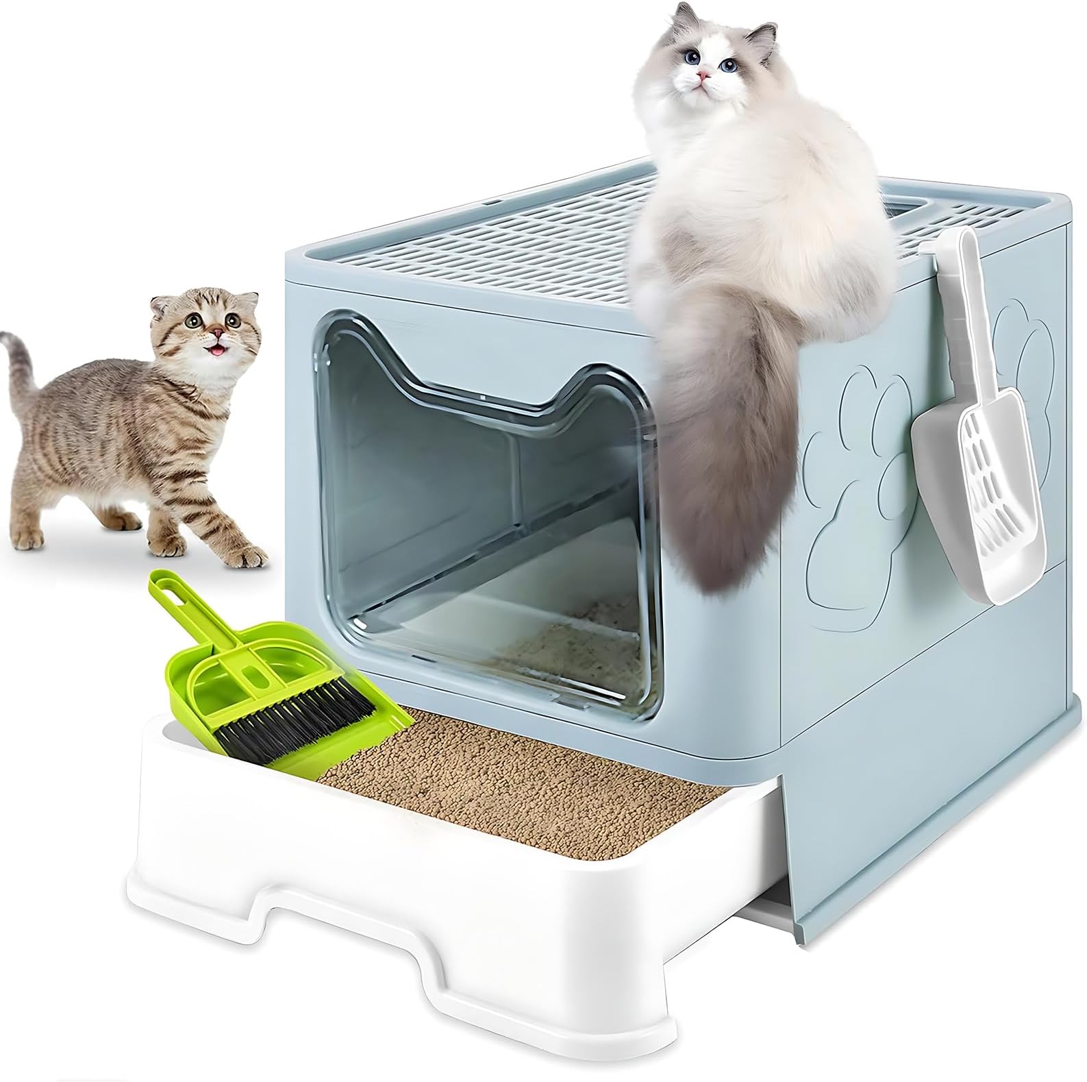 JZCQZCXB Caja de Arena para Gatos Grande, Arenero para Gato Cerrado ...