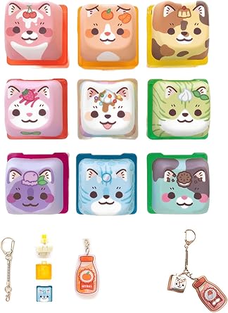Amazon.com: Series 4 Creamy Cat-Shaped Clicky Keychain, Cat Keycap ...
