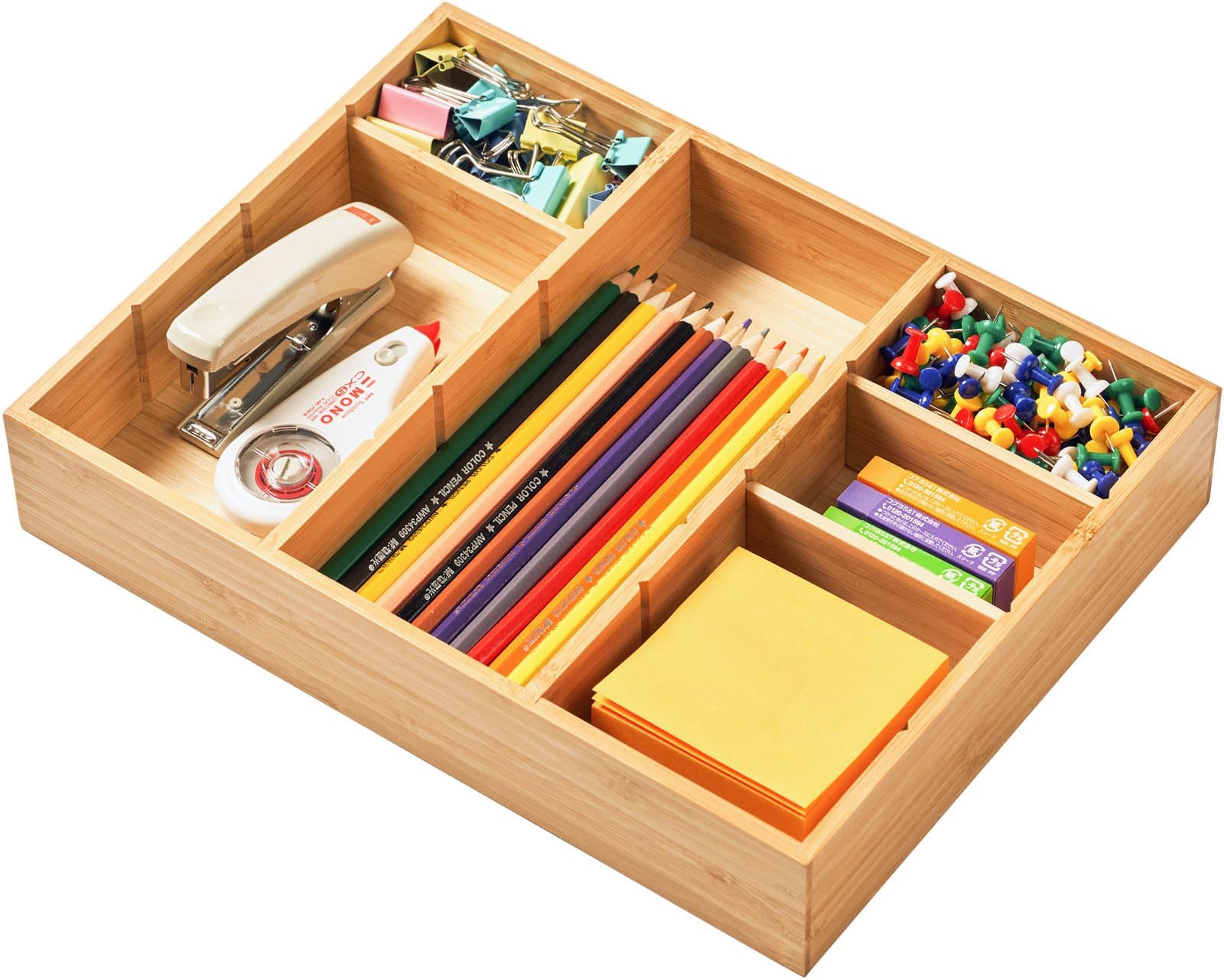 Amazon.com : BTSKY 4 slots Desk Drawer Organizer, PU Leather Drawer ...