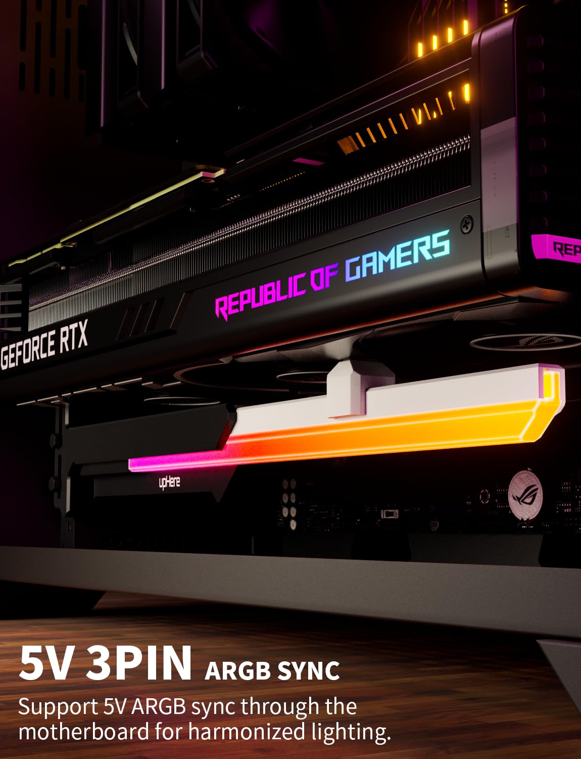 Snapklik.com : upHere Black RGB GPU Support Bracket 5V 3-Pin ARGB GPU ...