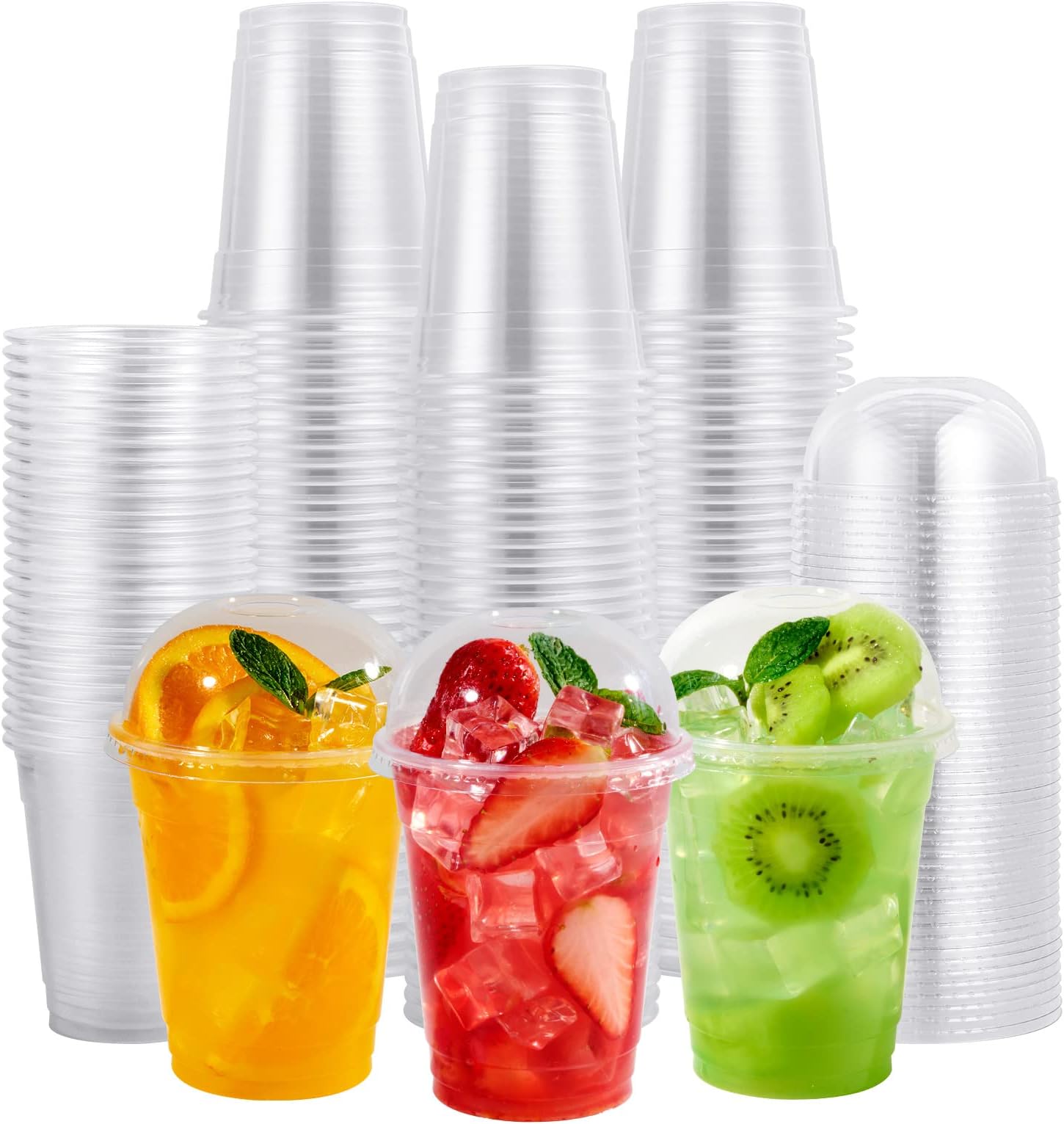 Amazon.com: Golden Apple Cup series, 12oz Plastic clear cups with Dome ...