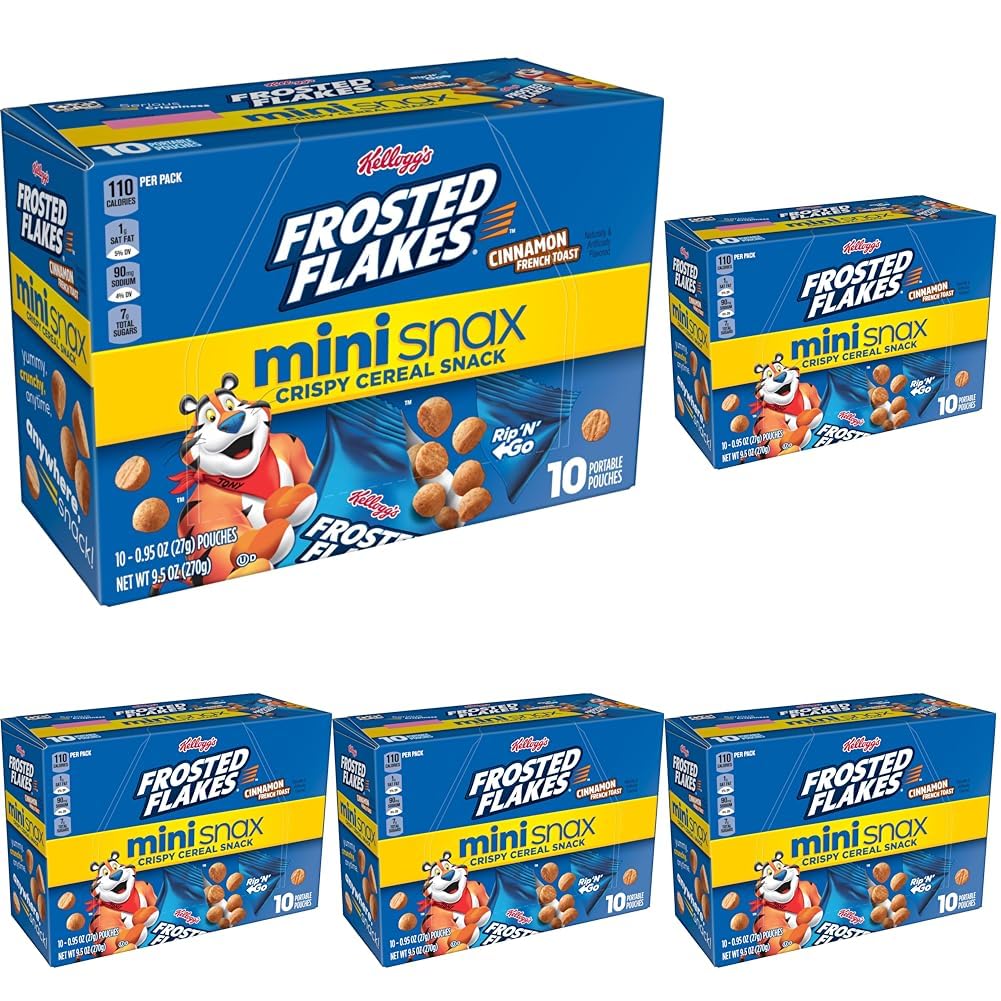 Amazon.com : Kellogg's Frosted Flakes Mini Snax Crispy Cereal Snacks ...