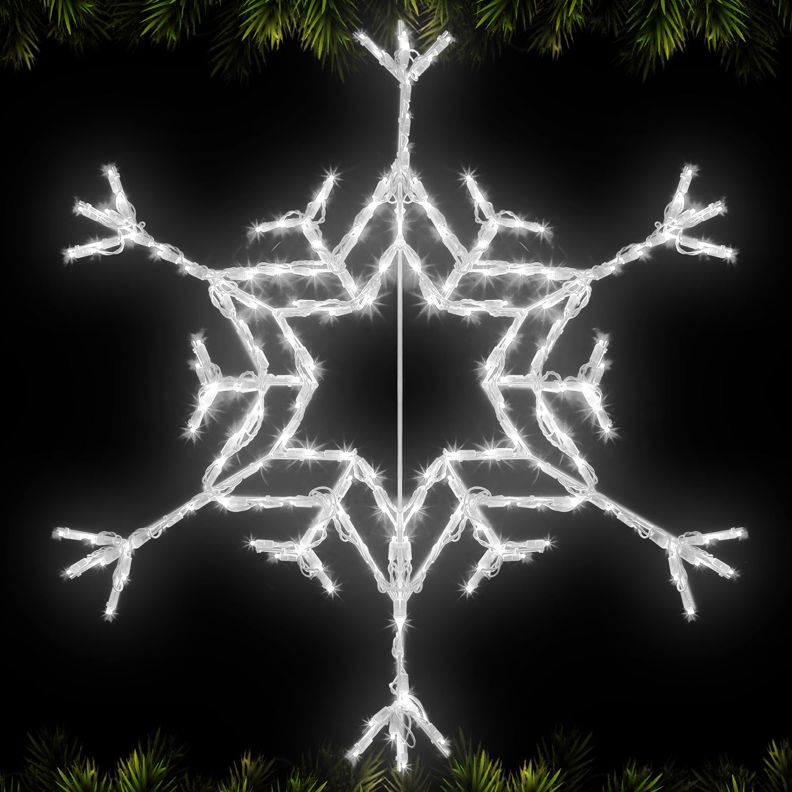 Amazon.com: VIHOSE 36" Christmas Snowflake Lights 162 LED Snowflake ...