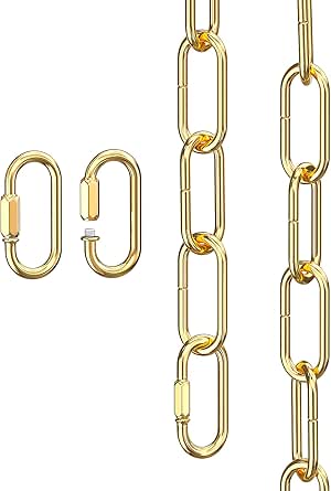 6 Feet Industrial Gold Light Fixture Chain, Adjustable Metal Pendant ...