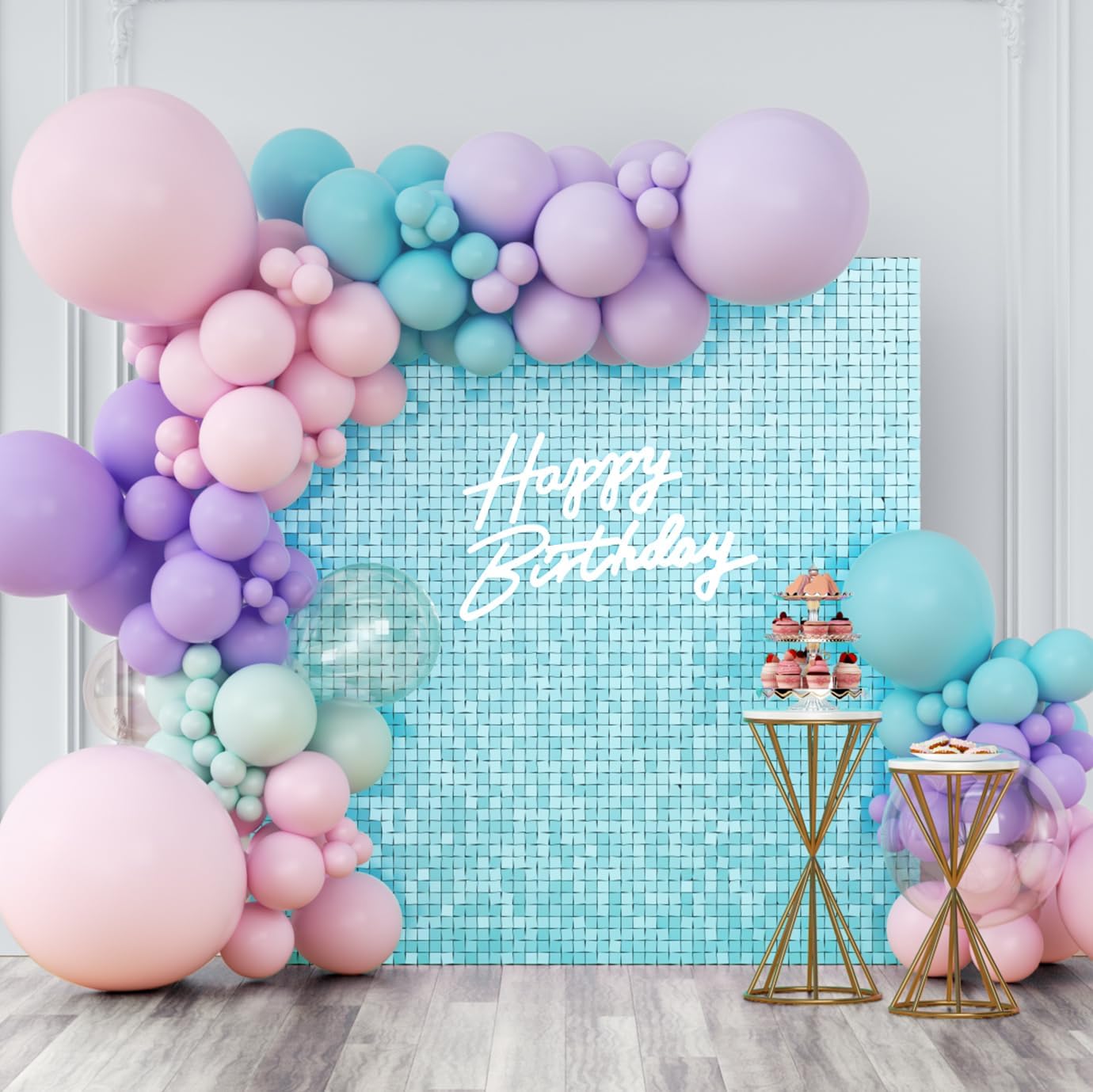 Shimmer Wall Backdrop Blue Iridescent Square Sequin Wall Panel Backdrop ...