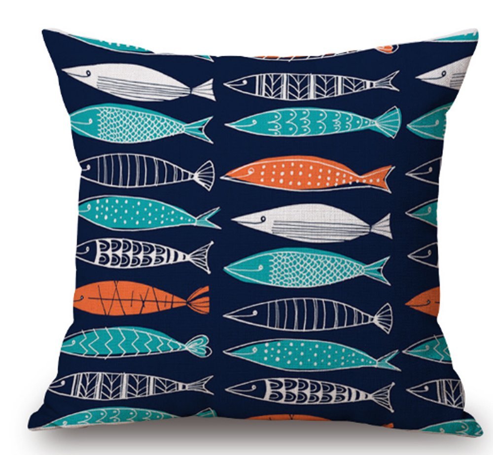 Amazon.com: Tropical Fish Ornamental Fish Linen Square Throw Pillow ...