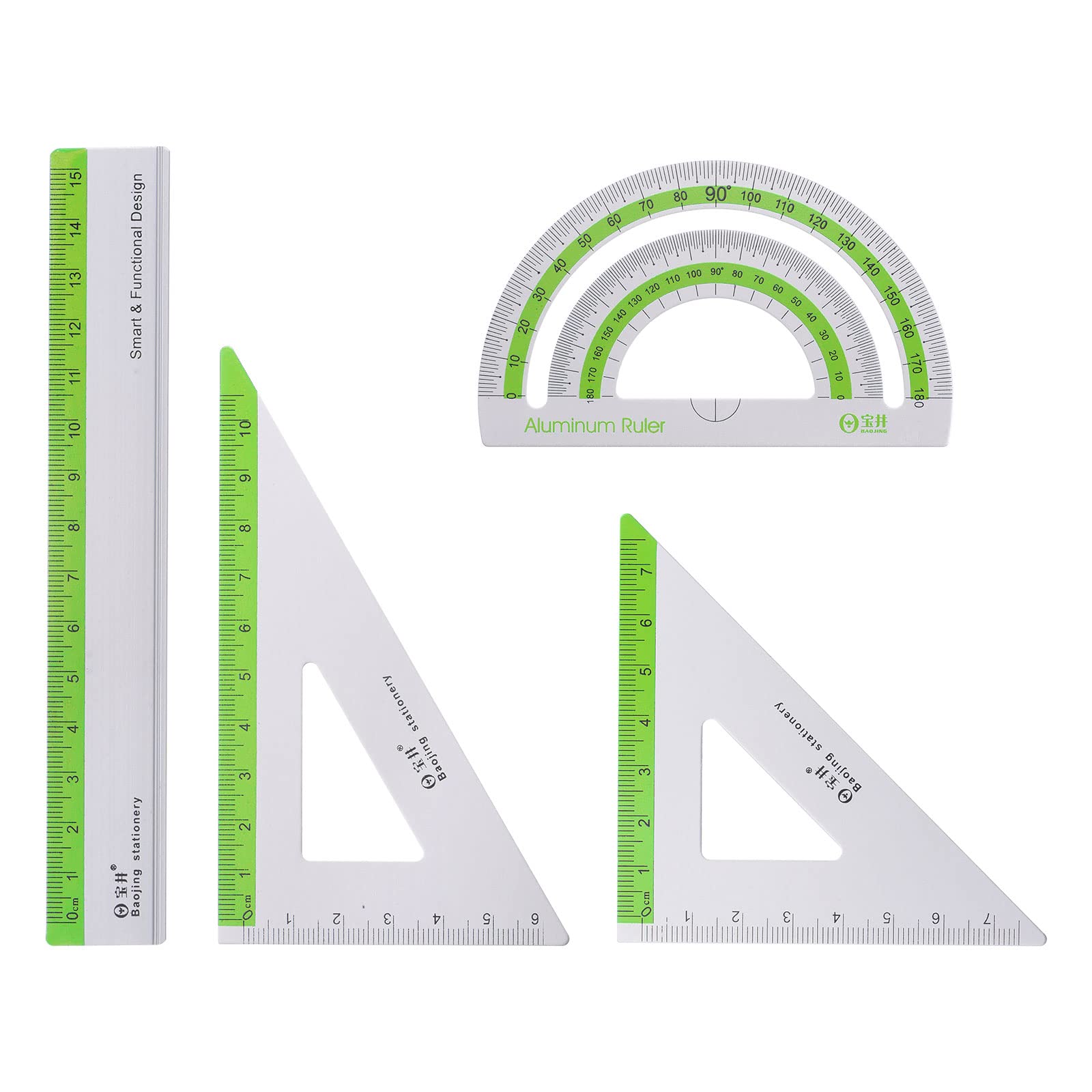 sourcing map 2 Sets 8pcs Geometry Tool Set Math Ruler 15cm Metric ...