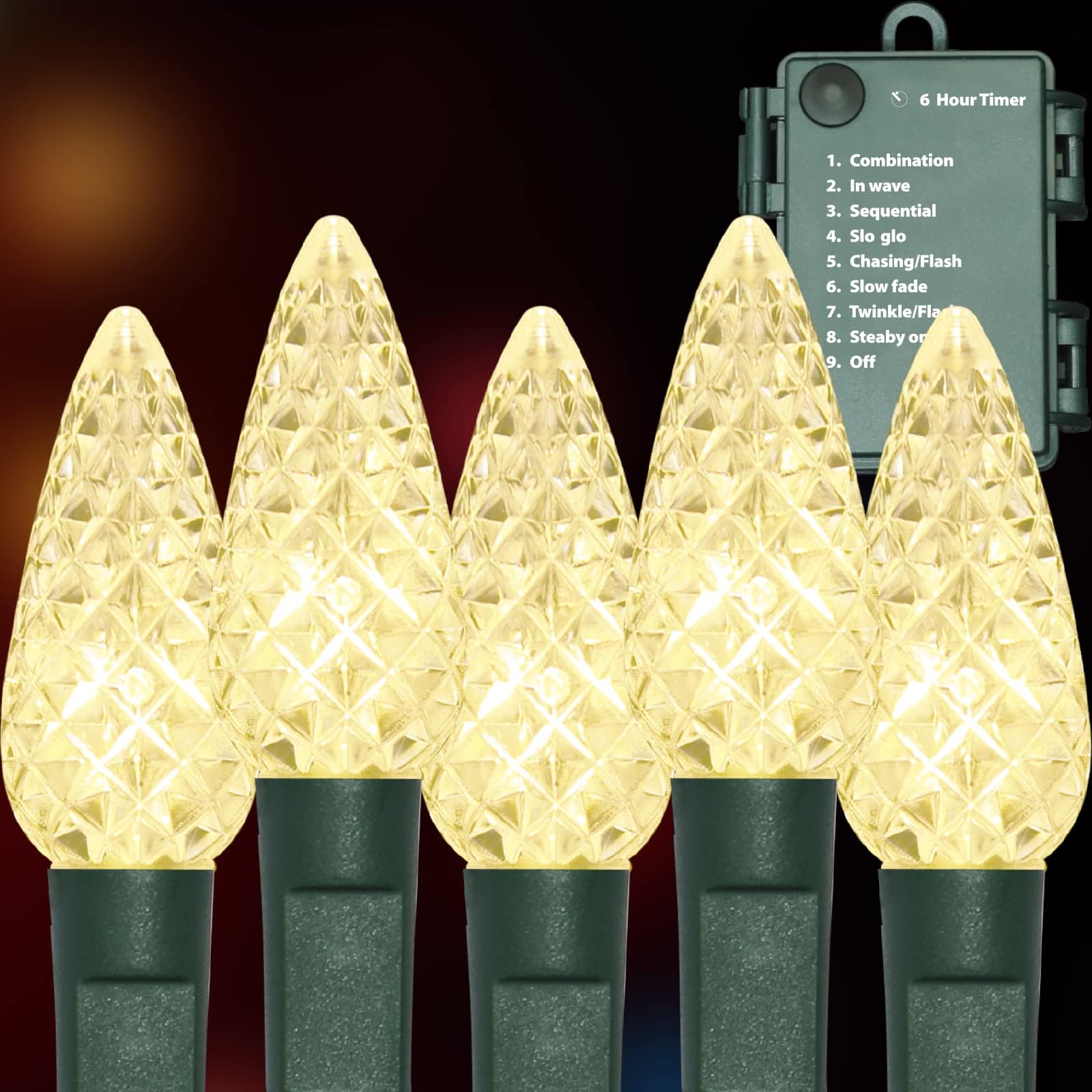 GE StayBright 150 LED C-5 Lights Warm White with Green Wire 37.2 FT ...